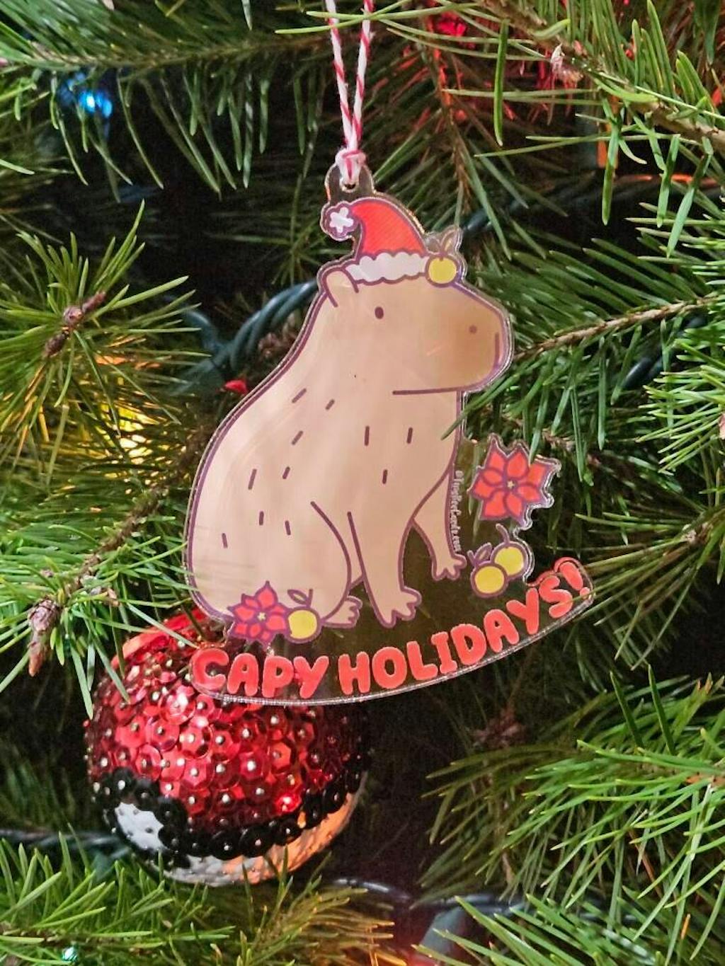 Capybara Christmas Ornament "Capy Holidays" – TinyBeeCards