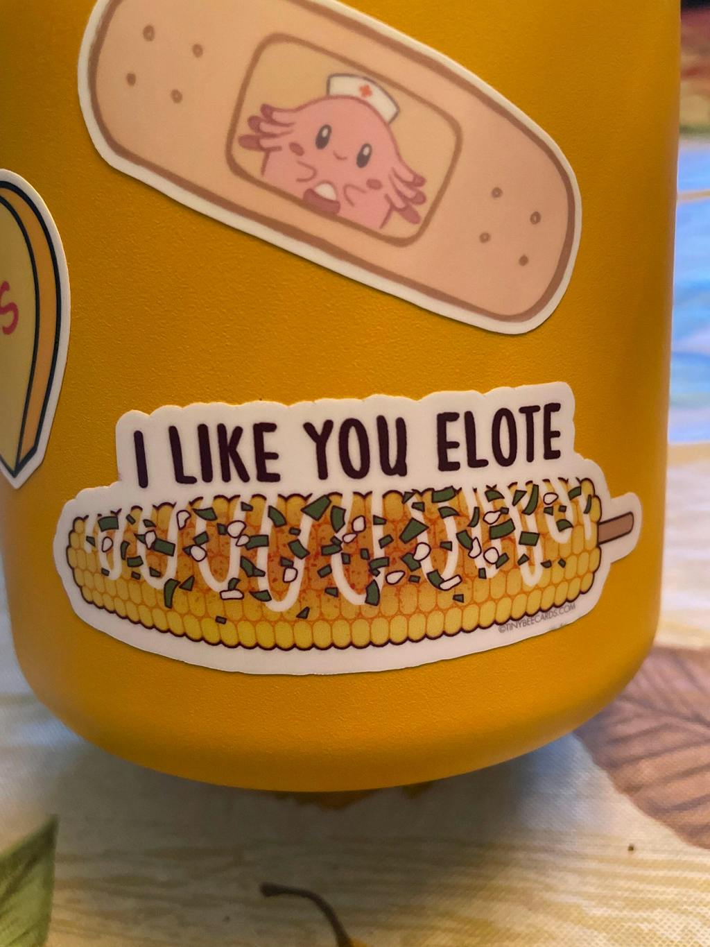 Funny Elote Vinyl Sticker "I Like You Elote" – TinyBeeCards