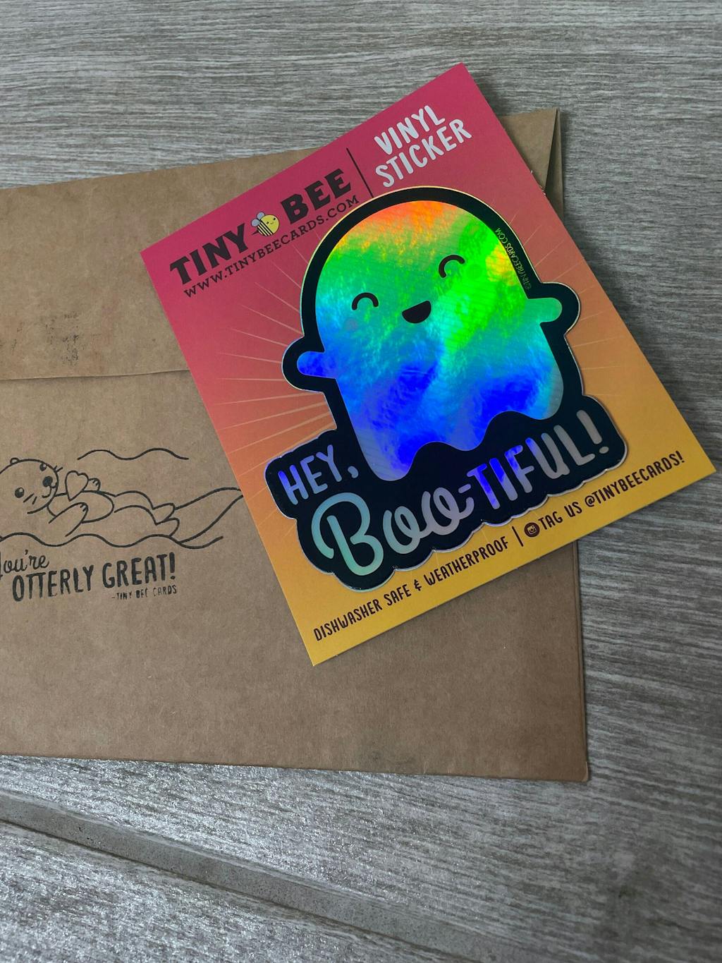 Cute Holographic Ghost Vinyl Sticker "You're Boo-tiful" – TinyBeeCards