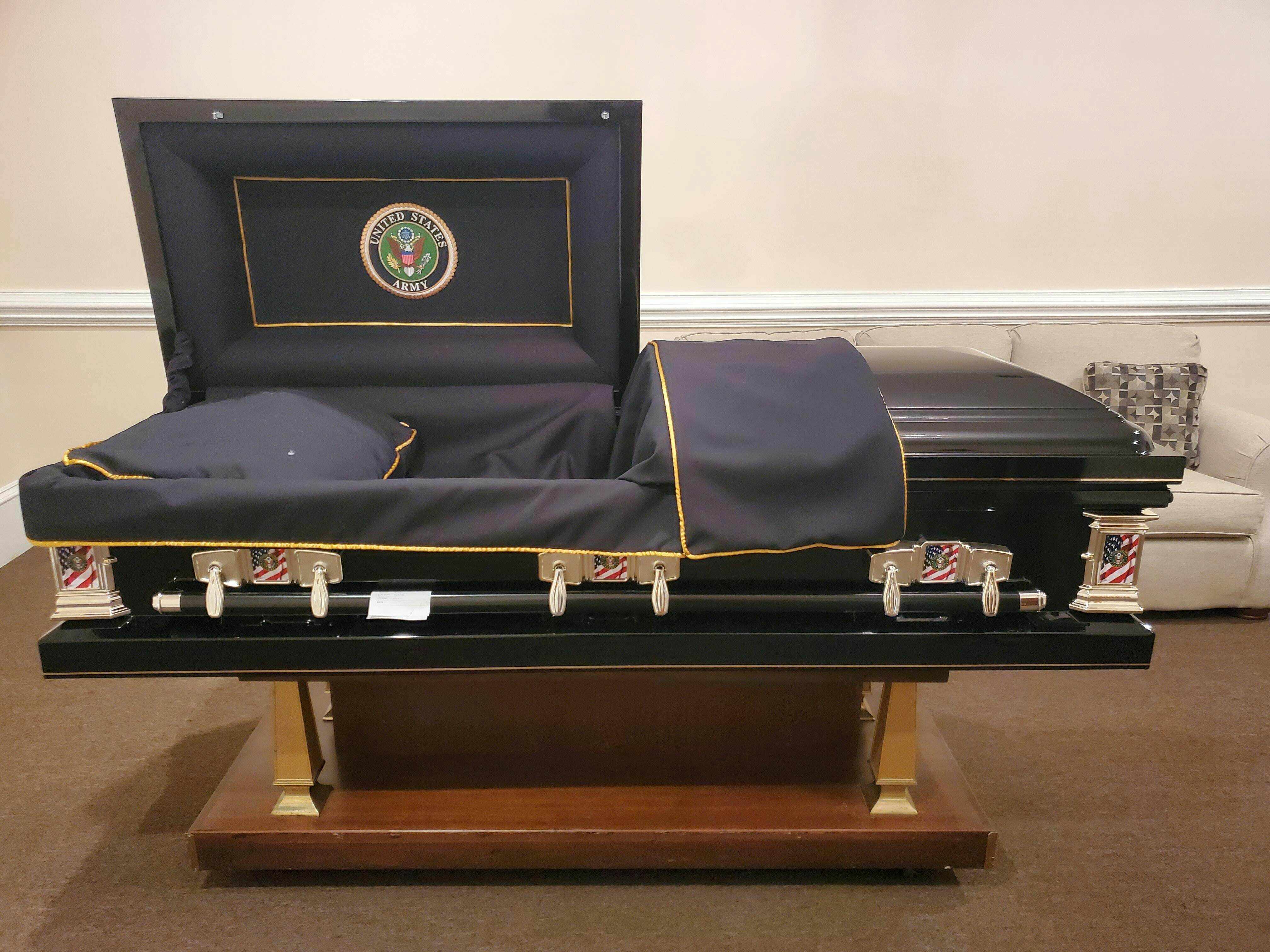 70% Discount on Dark Blue Steel Navy (Coffin) Casket - Titan Veteran ...