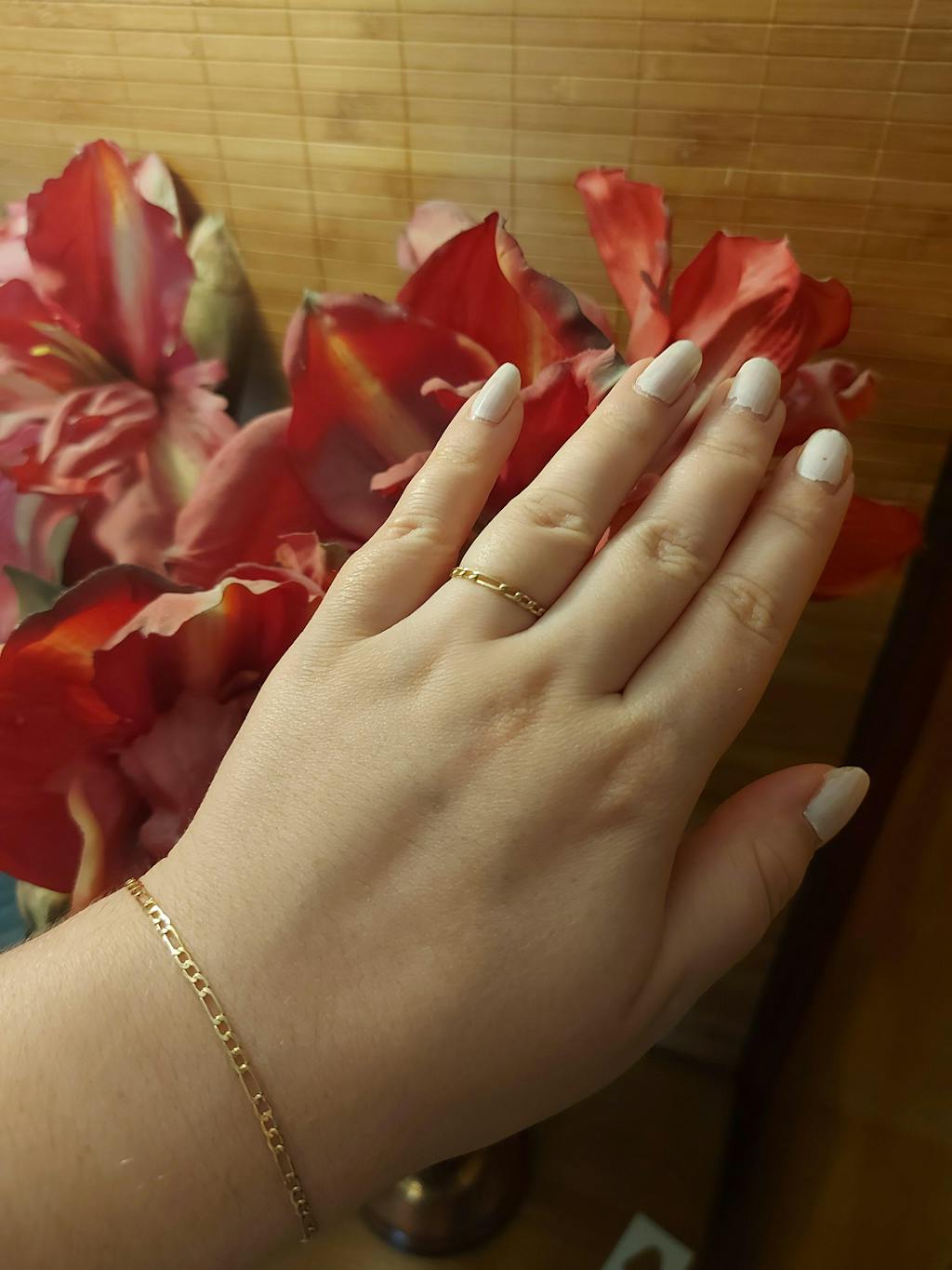 Gold Figaro Chain Stacker Ring of 14 Karat Gold for Women