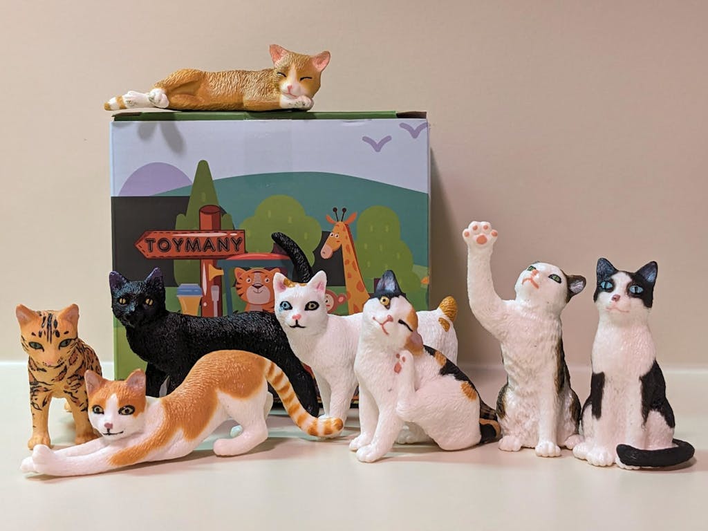 Toymany 8PCS Cat Figurines Playset | Animal Figurine Toy