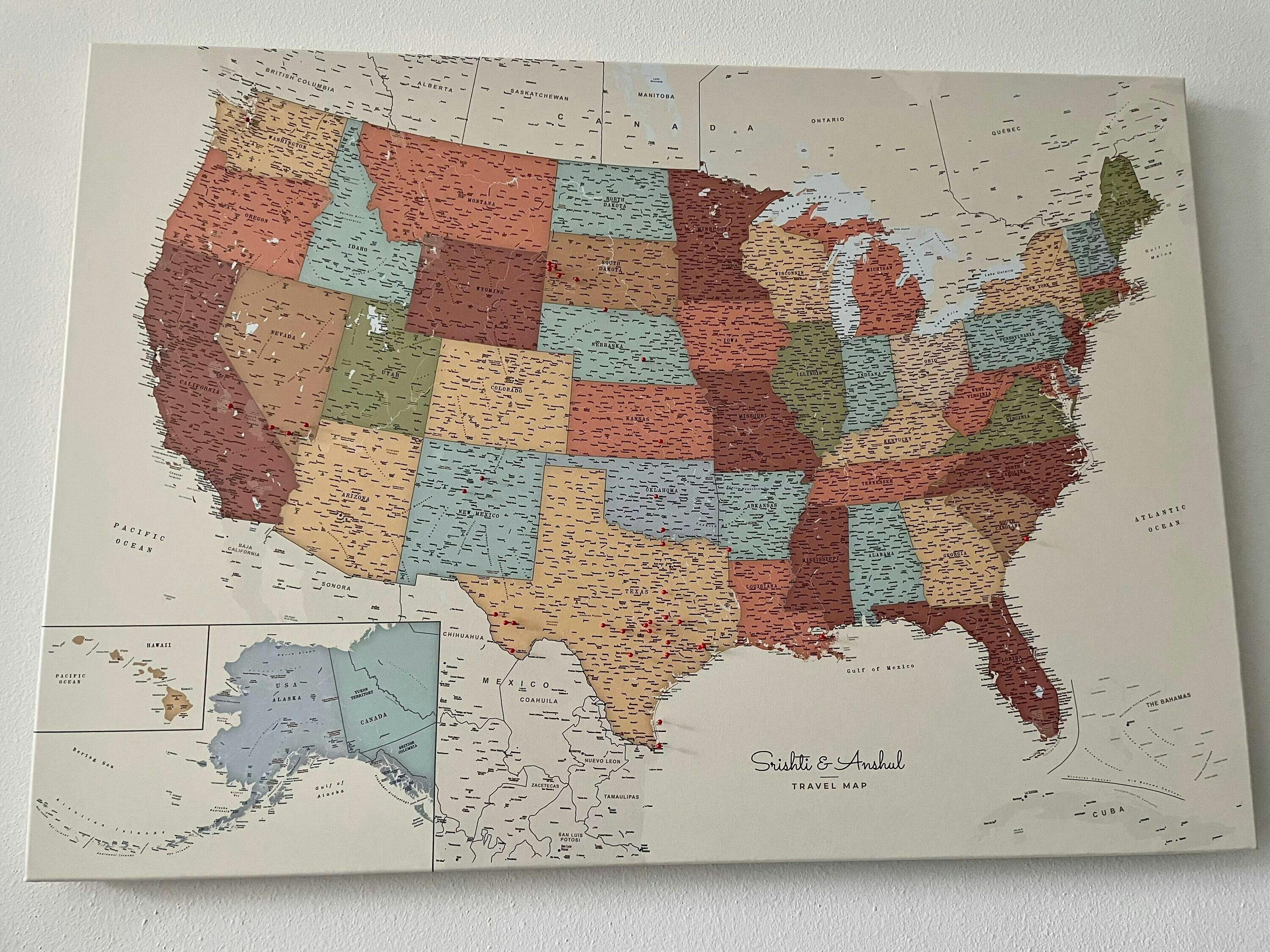 Push Pin USA Map – Colorful | Tripmap.com - Maps With Pins