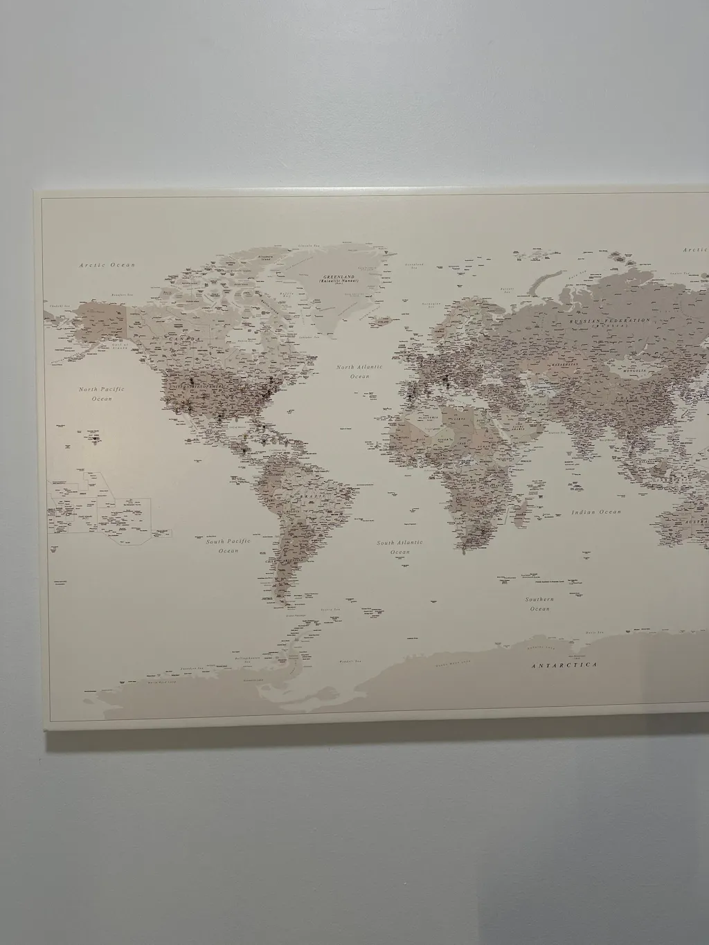 Push Pin World Map – Desert Sand | Tripmap.com