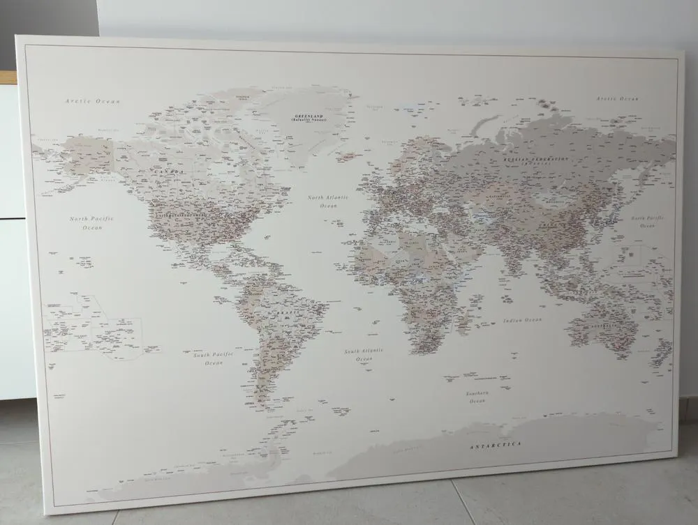 Push Pin World Map – Desert Sand | Tripmap.com