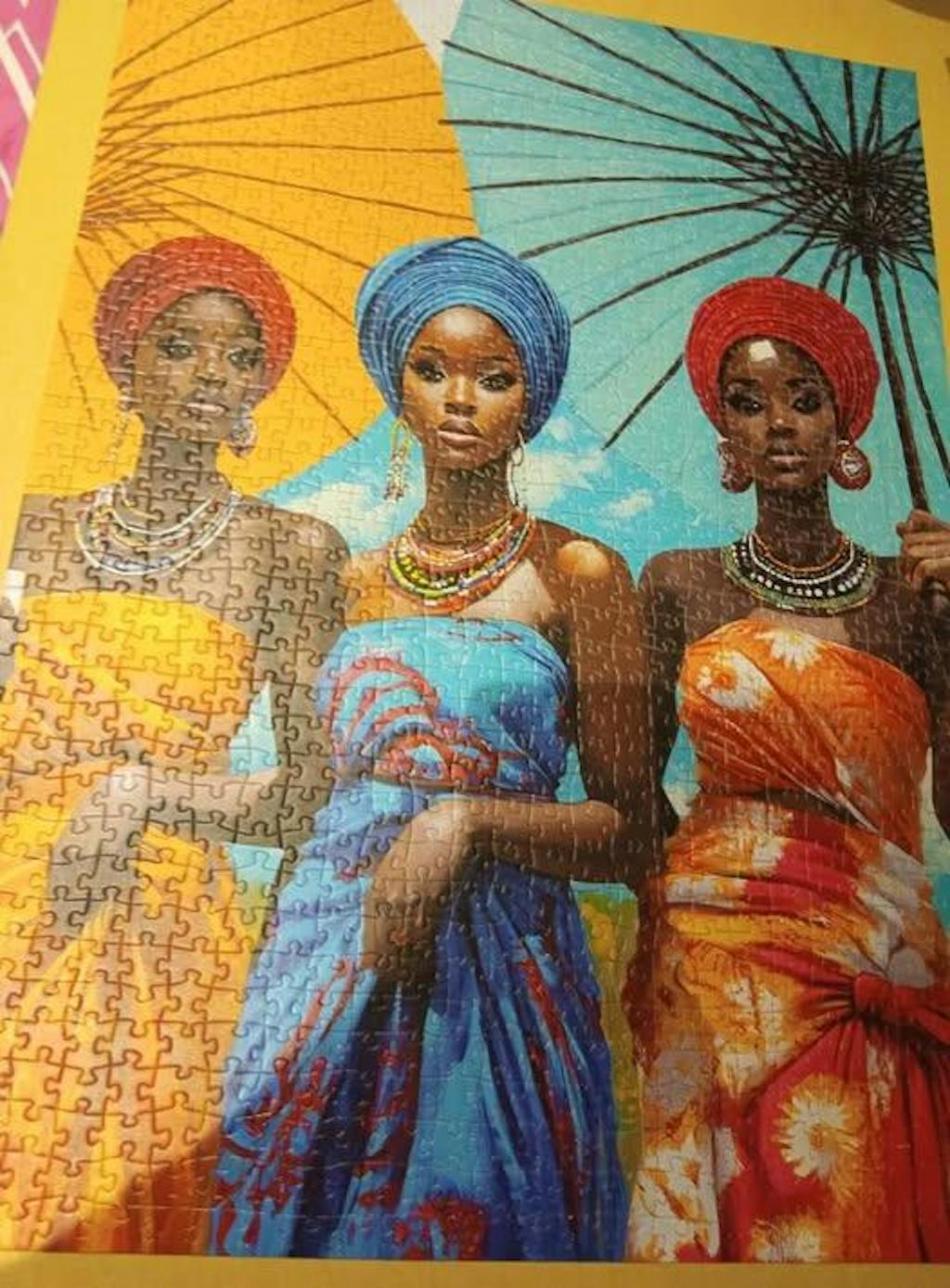 African Beauty with Colorful Parasols Jigsaw Puzzle – Tucocoo