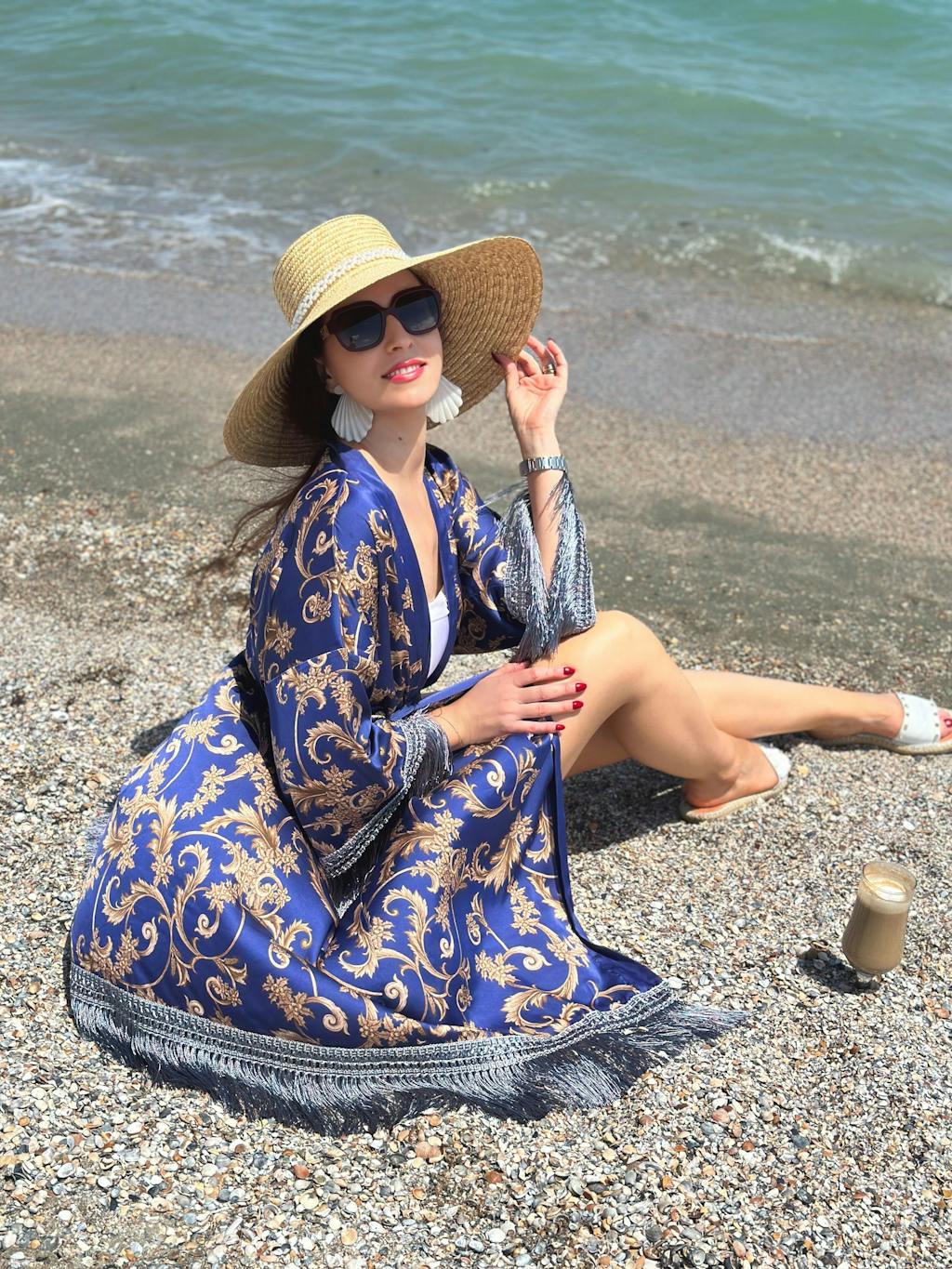 Blue Bath Robe | Long Bride Robe | Floral Kimono For Lady - Ulivary