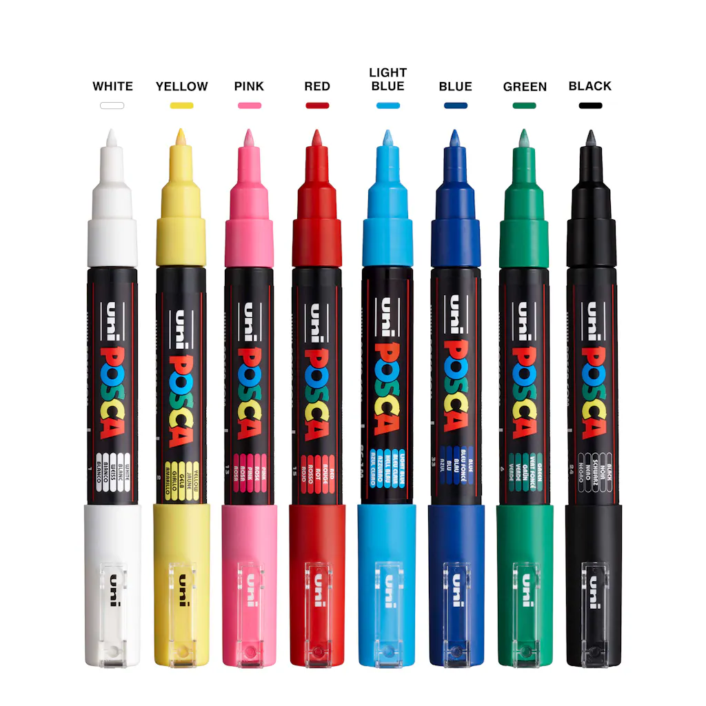 Posca PC-1M Paint Markers | Extra Fine Tip | 8-Pack | uni-ball