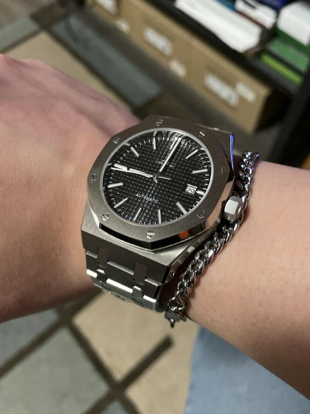 Seiko Mod - 41mm Royal Oak Automatic Black Dial – Uniq Watch Mods