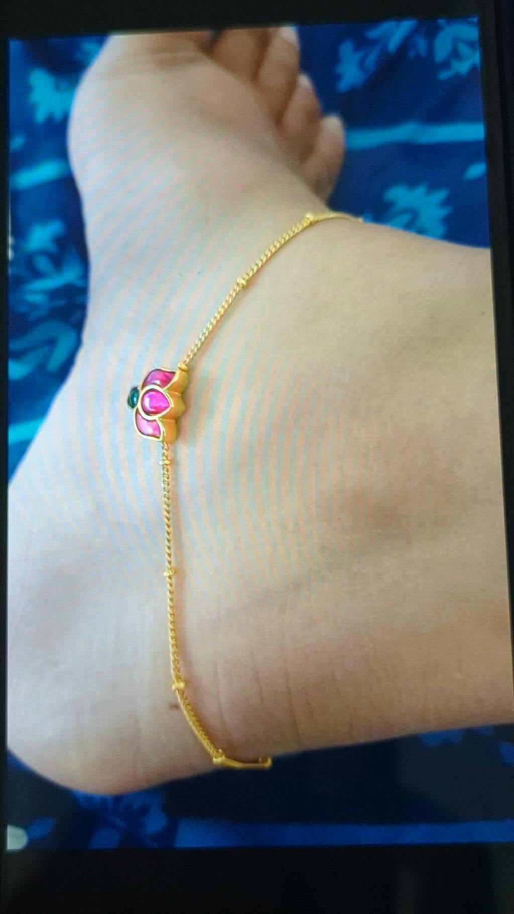 Silver Kundan Lotus Anklet Online - Unniyarcha