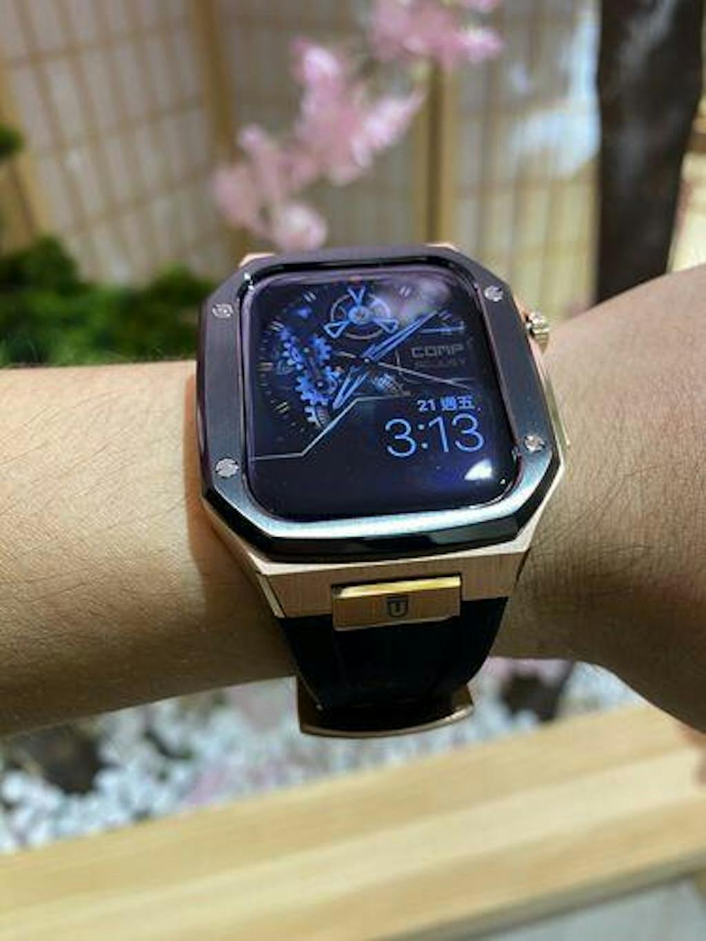 Rubber Apple Watch Black and Rose Gold Case Band ⌚ Unstrap