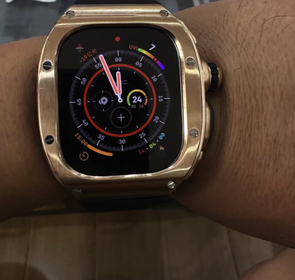 Rubber Apple Watch Rose Gold Ultra Monaco Case Band ⌚ Unstrap