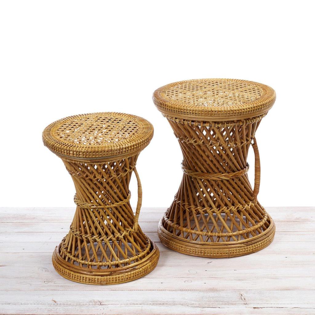 Handwoven Twisted Rattan Stool - Stylish & Versatile