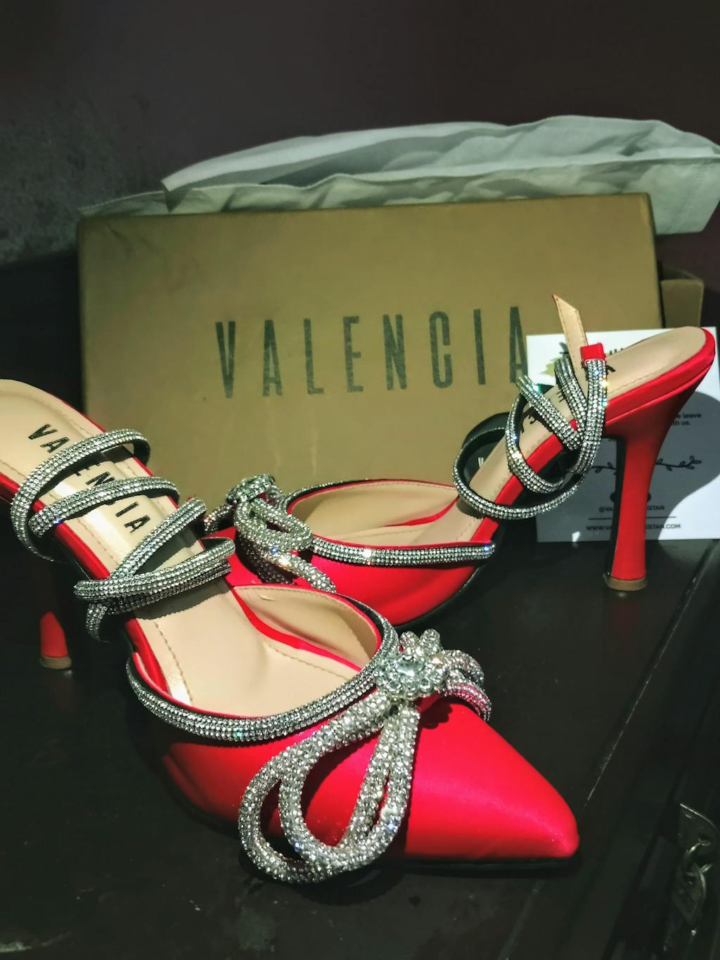 Alexandria Rhinestone Bow Heel – Valencia Pakistan