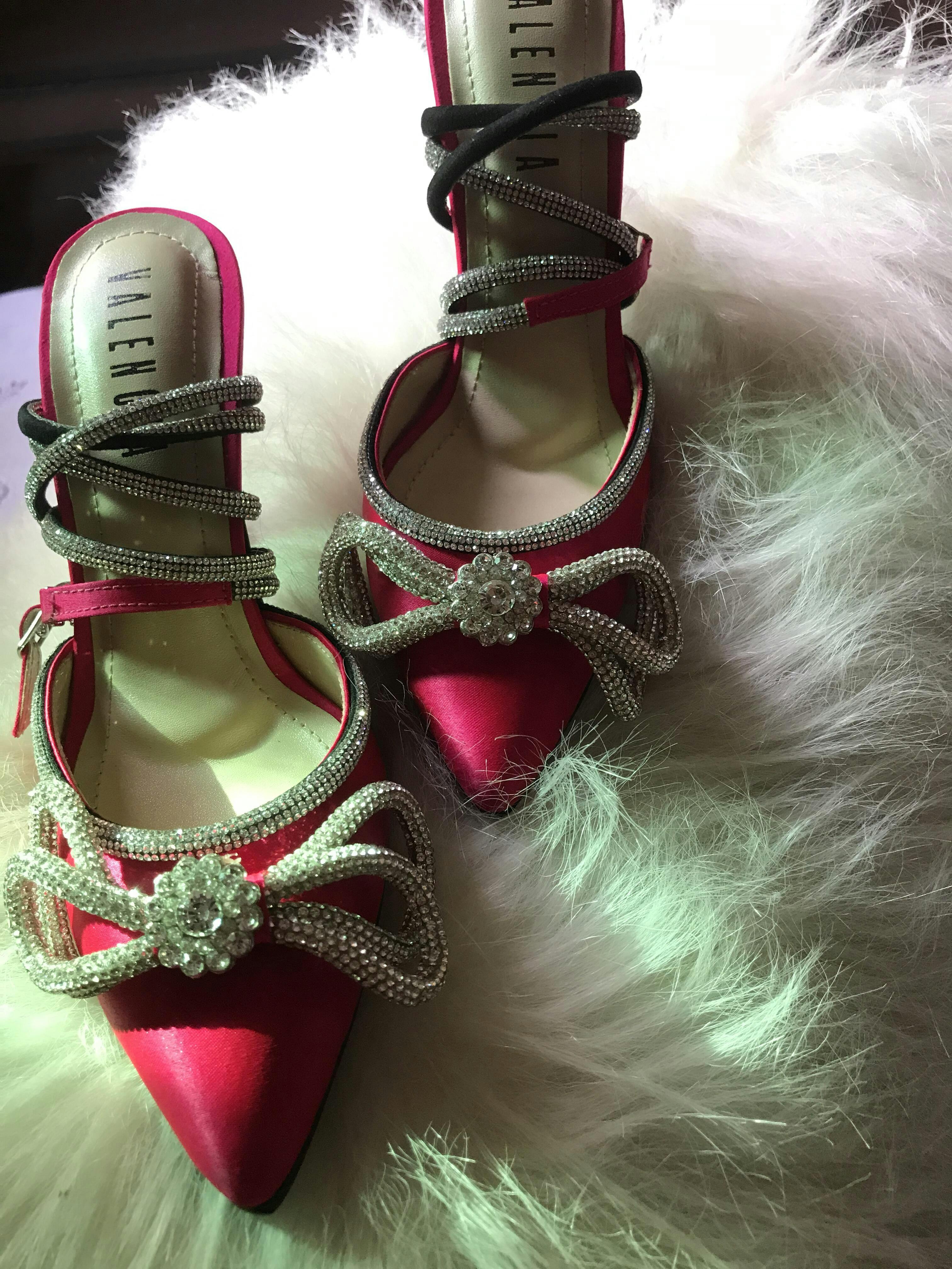 Alexandria Rhinestone Bow Heel – Valencia Pakistan