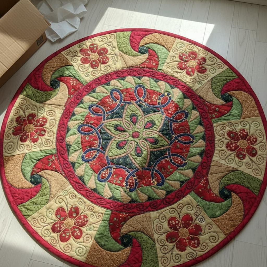 Ancient Feathers Quilted Round Mat NCU0PT7435 – Vantique