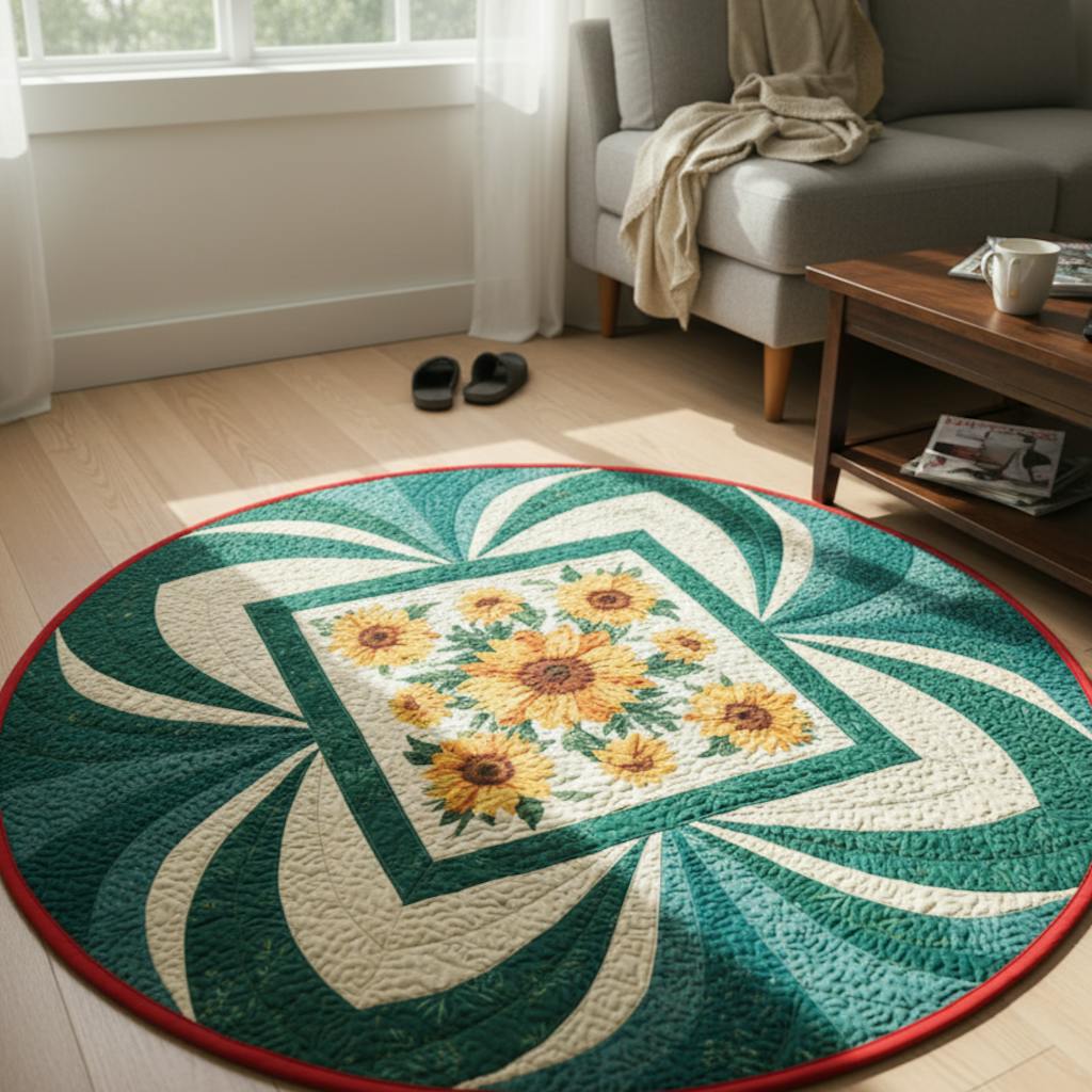 Ancient Feathers Quilted Round Mat NCU0PT7435 – Vantique