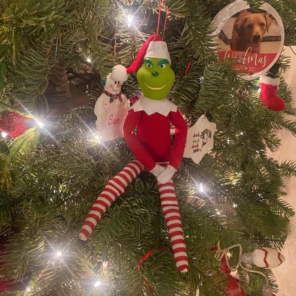 Grinch On the Shelf Christmas Decor Figurine – Funny Holiday Display ...