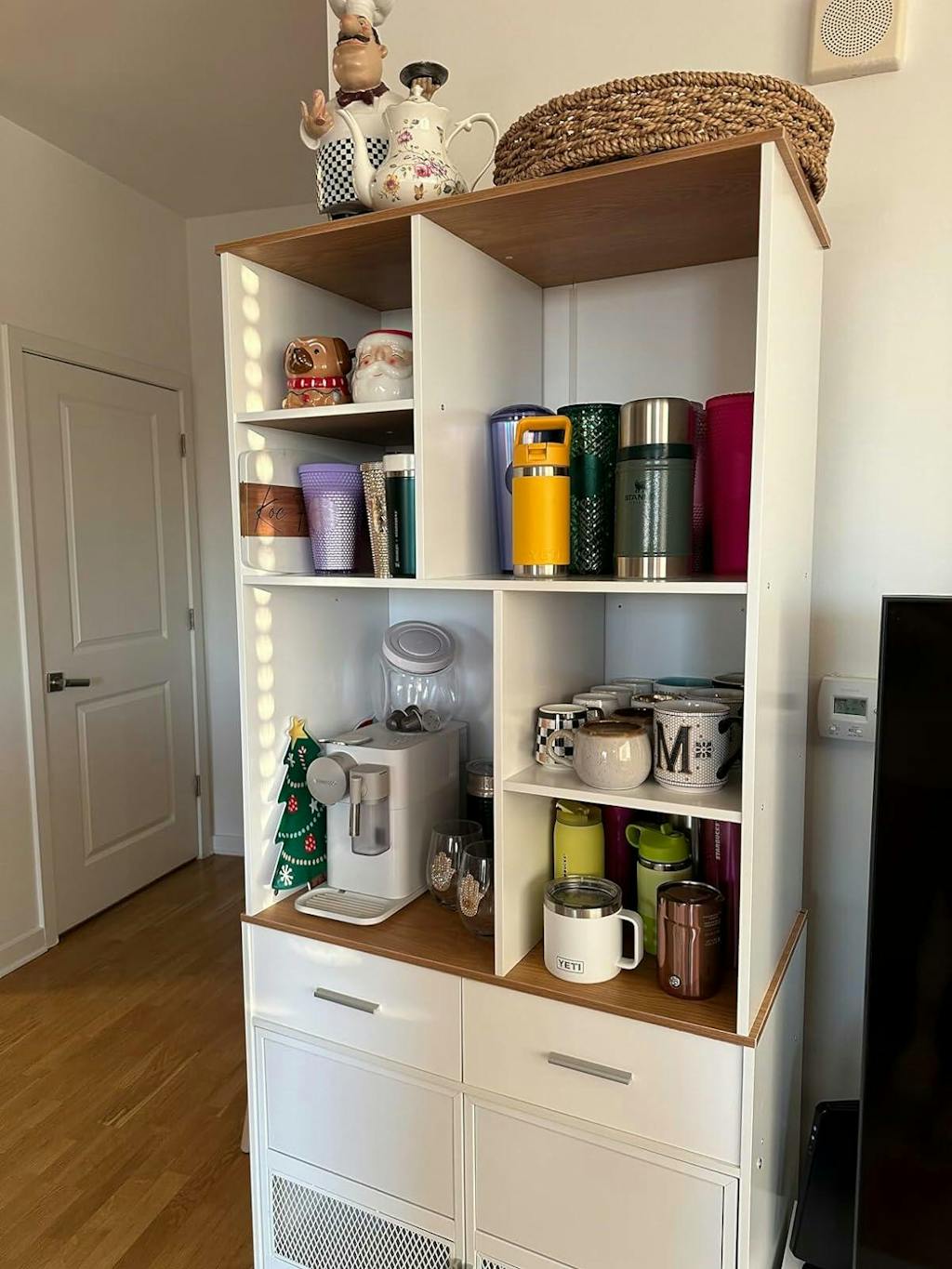 VECELO Floor Storage Cabinet 72" Free Standing Kitchen Pantry Buffet C