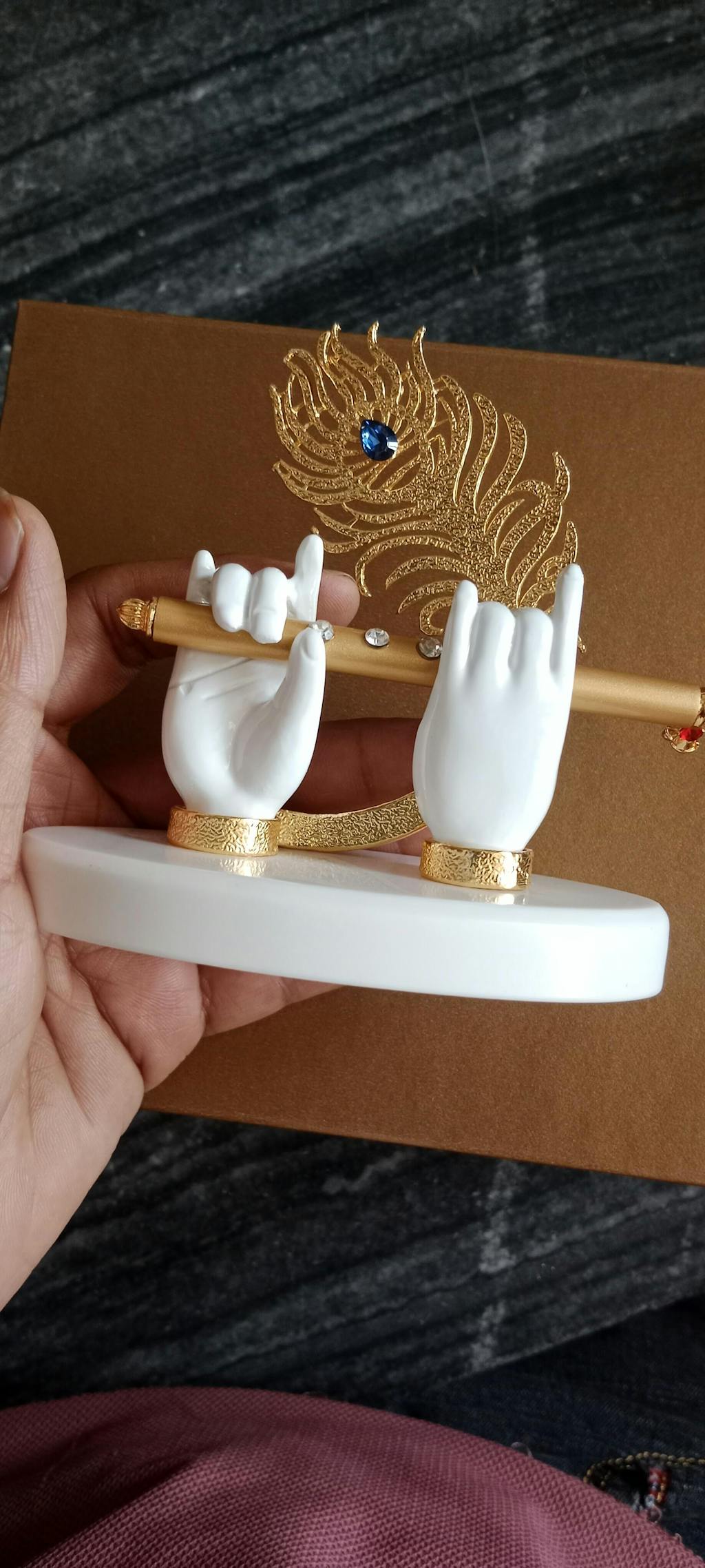 Lord Krishna Hand with Flute 24k Gold Plated – Veda Connection