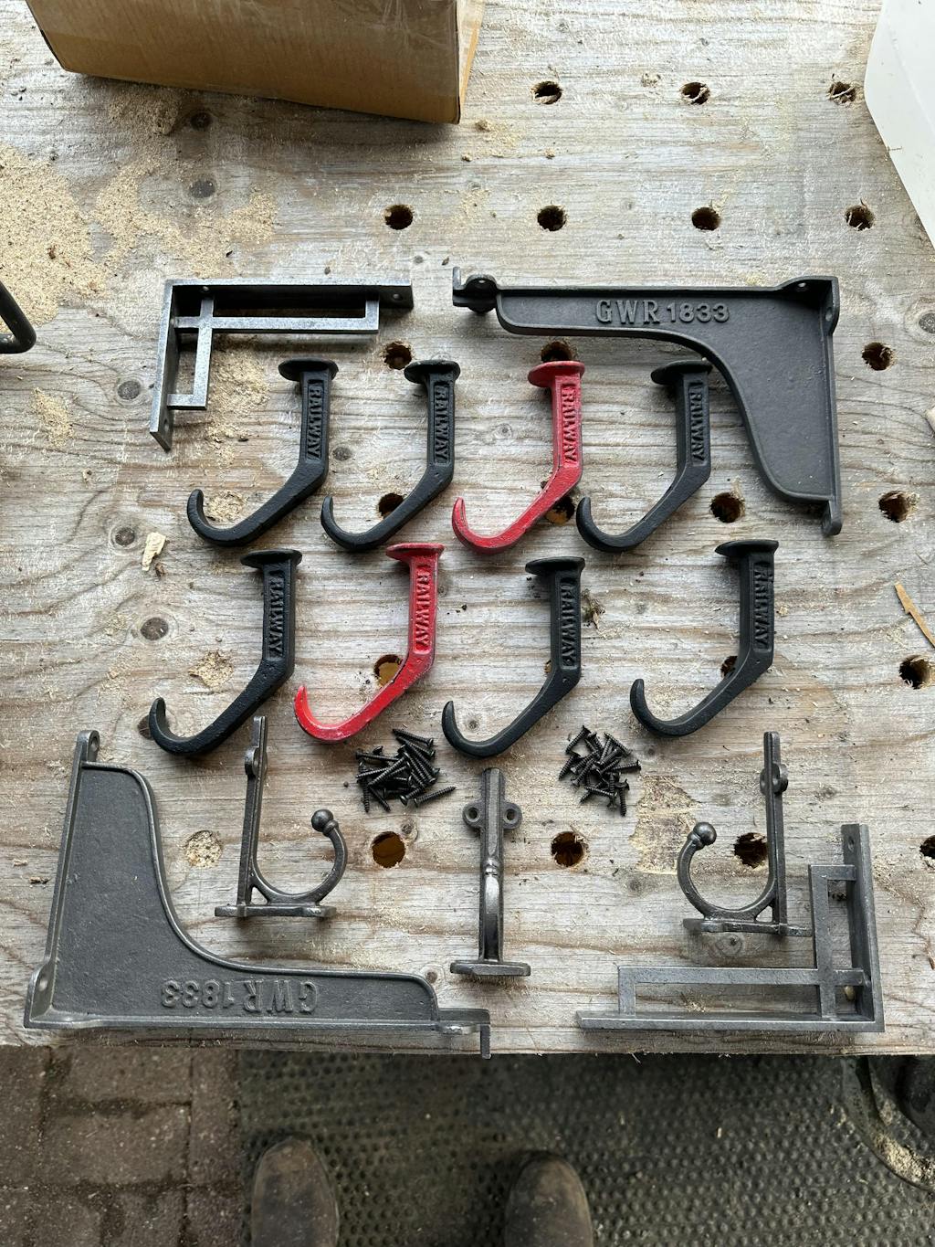 Cast Iron Industrial Railway Shelf Brackets Pair | Vincent and Barn