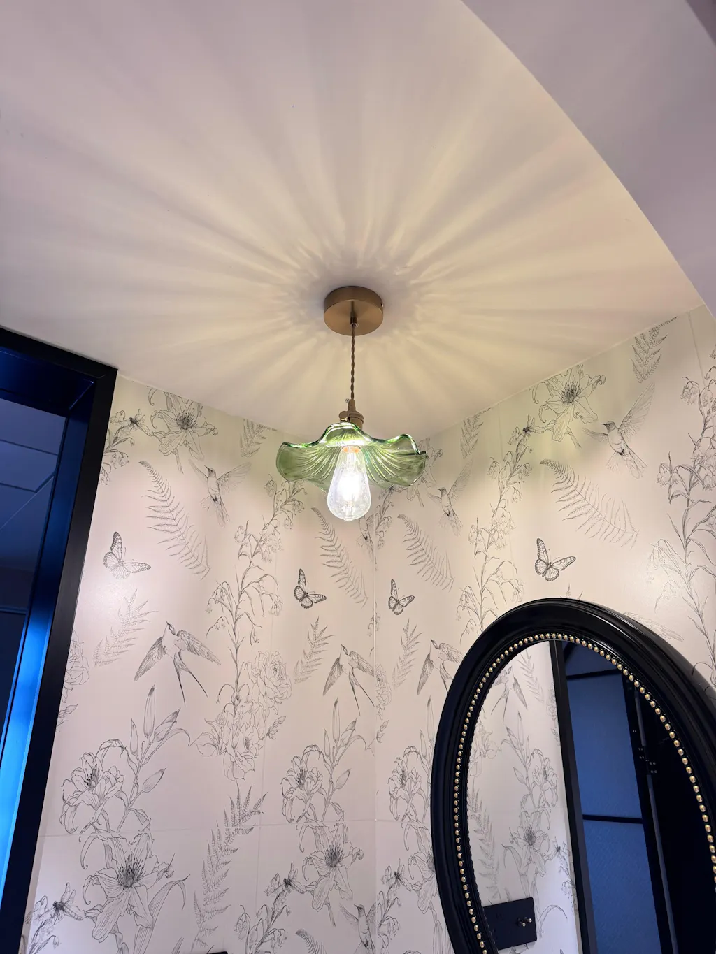 Glass Hibiscus Flower Pendant Light | Mid Century Hanging Lamp ...