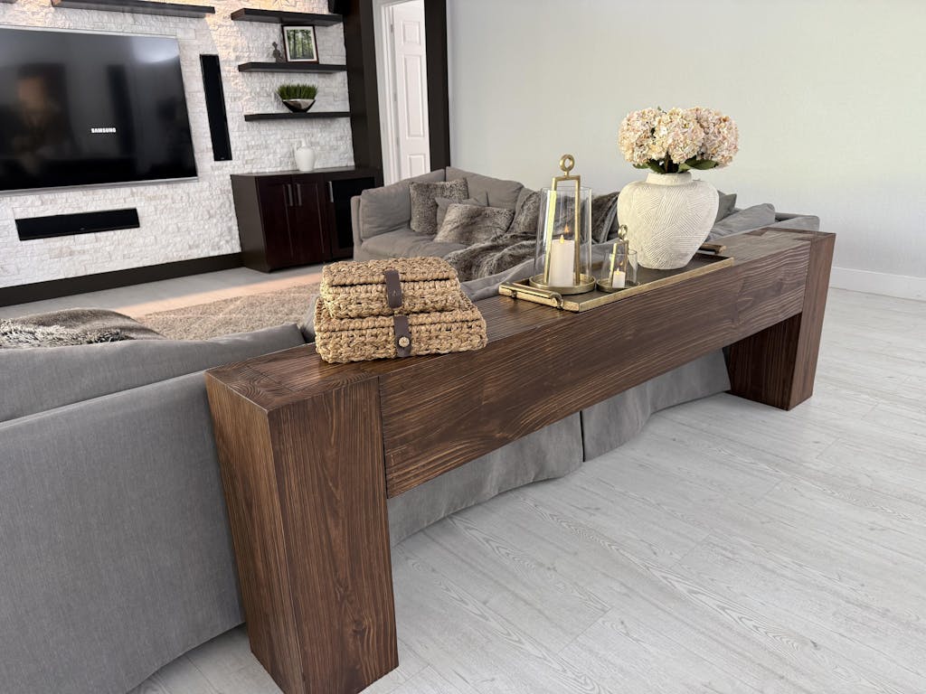 Modern Rustic Console Table - Rich Walnut – Vinna Home & Kitchen