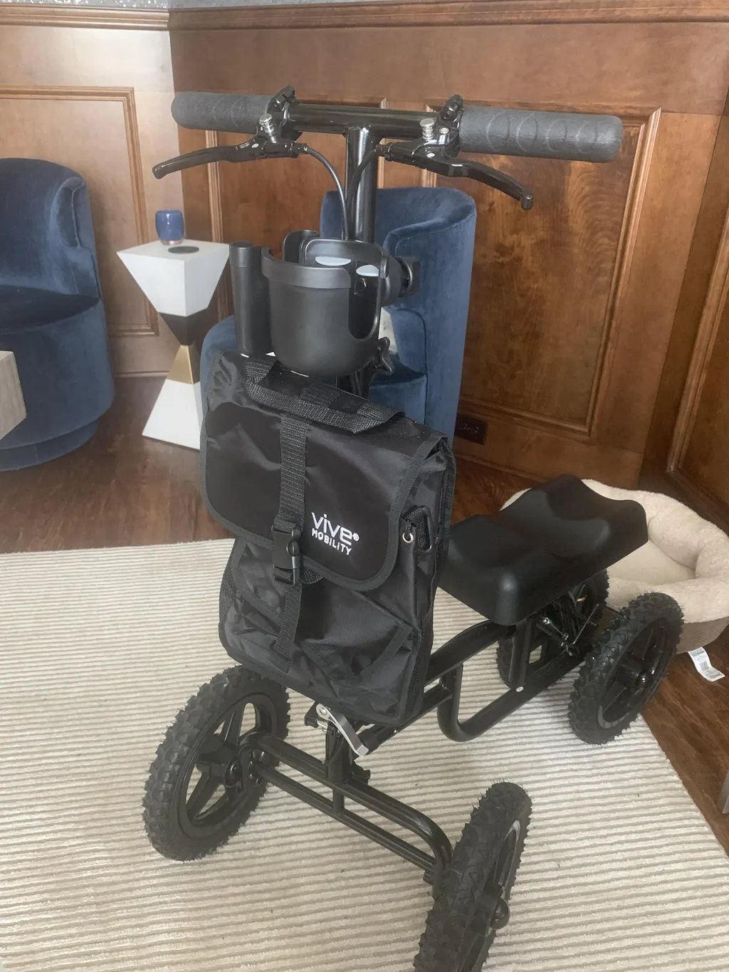 All Terrain Knee Walker Scooter - Foldable with Seat and Bag - Vive Health