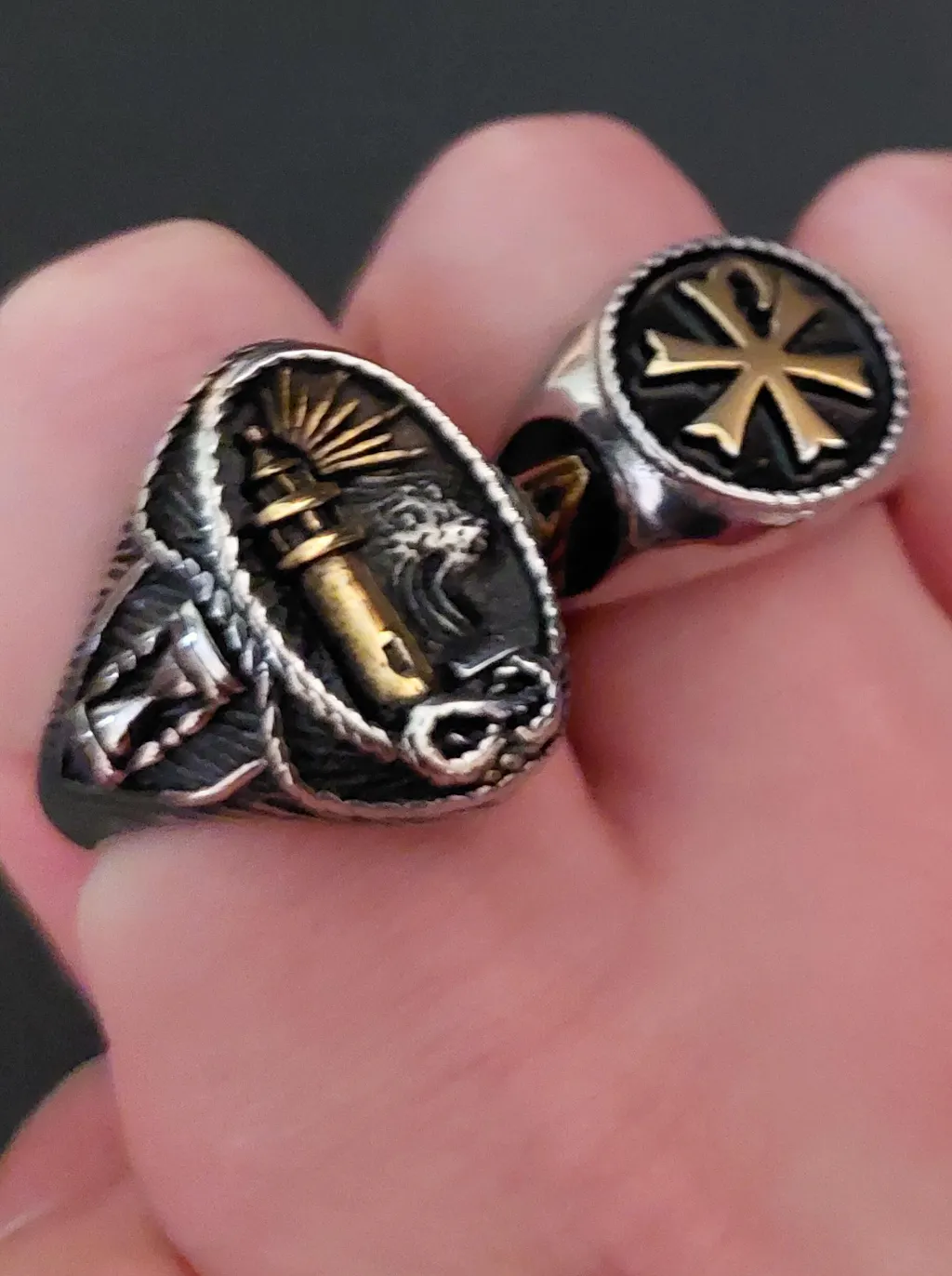 Lighthouse Stainless Steel Ring - Vrafi Jewelry