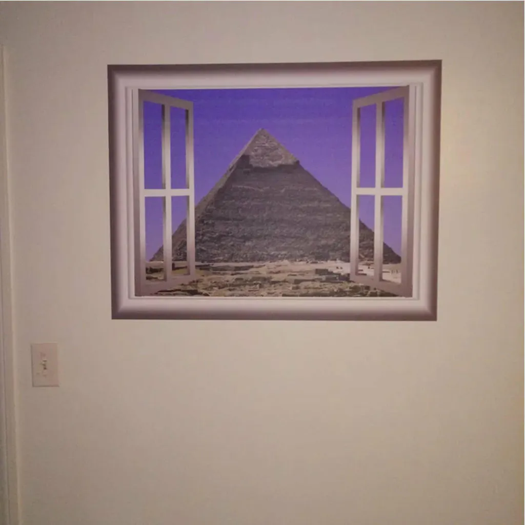 Pyramid of Giza Egypt Window Frame View Peel and Stick Vinyl Wall Deca