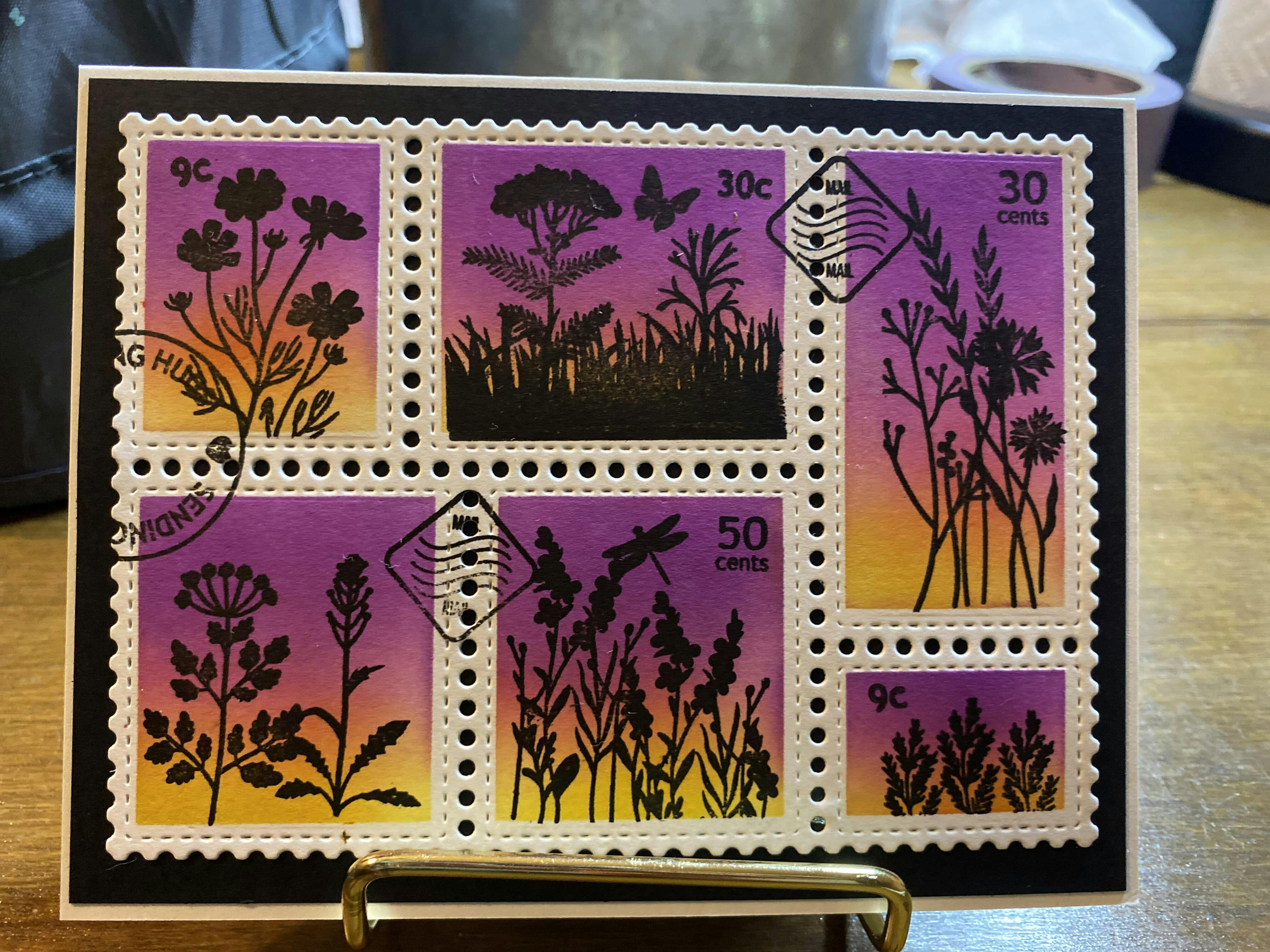 Postage Collage Wild Flower Silhouettes Stamp Set – WaffleFlower.com