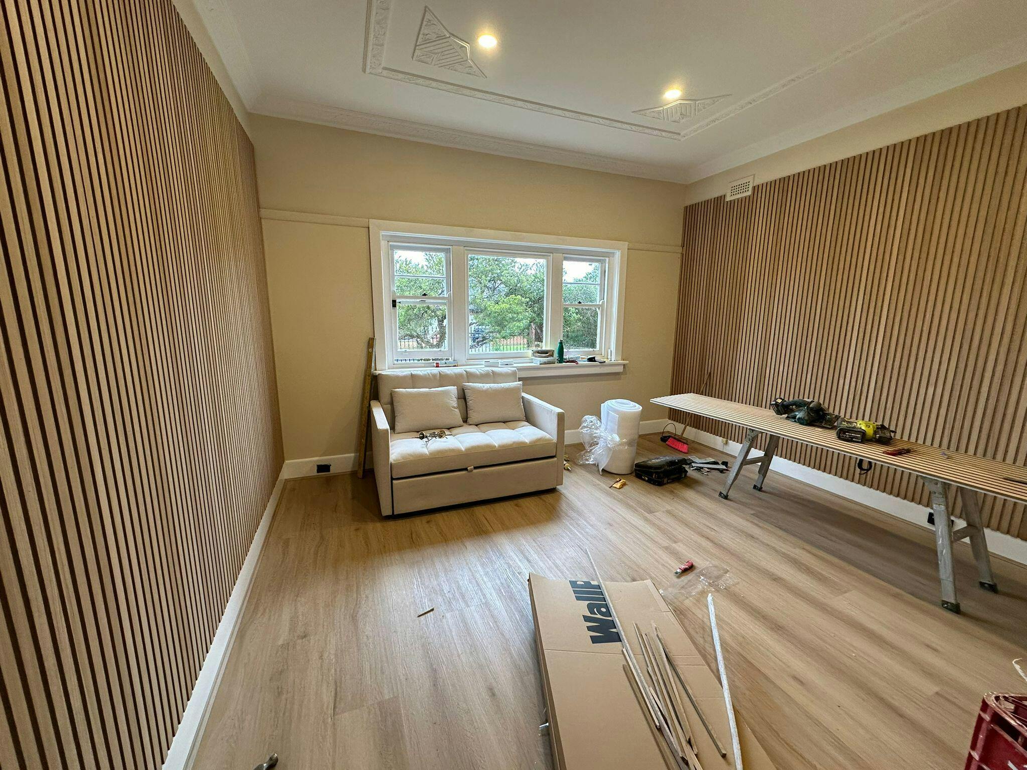 Oak (with Grey Felt) Wood Wall Panel - WallPanels.com.au