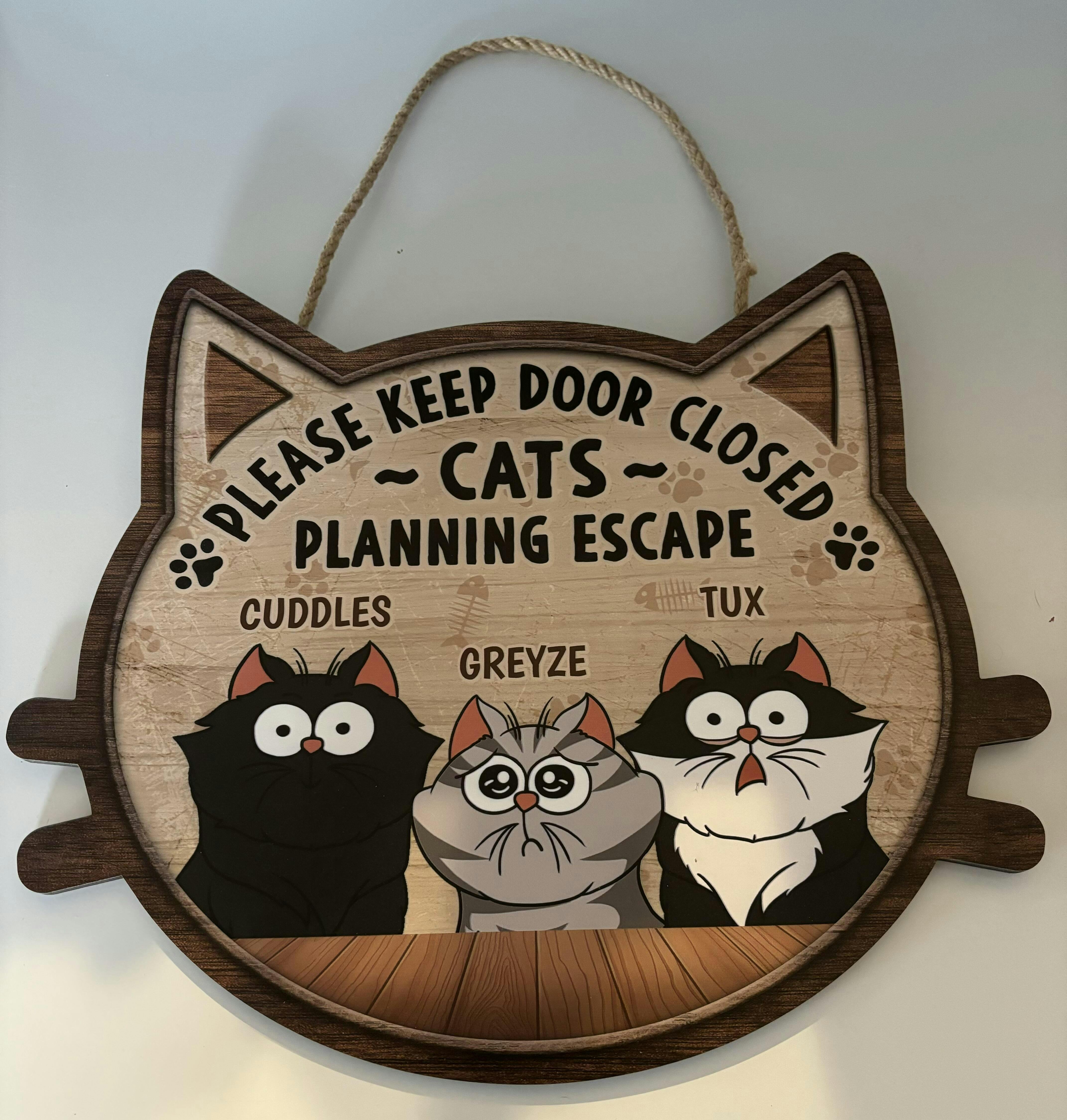 Cats Planning Escape - Gift For Cat Lovers - Personalized Custom Shape - Wander Prints™