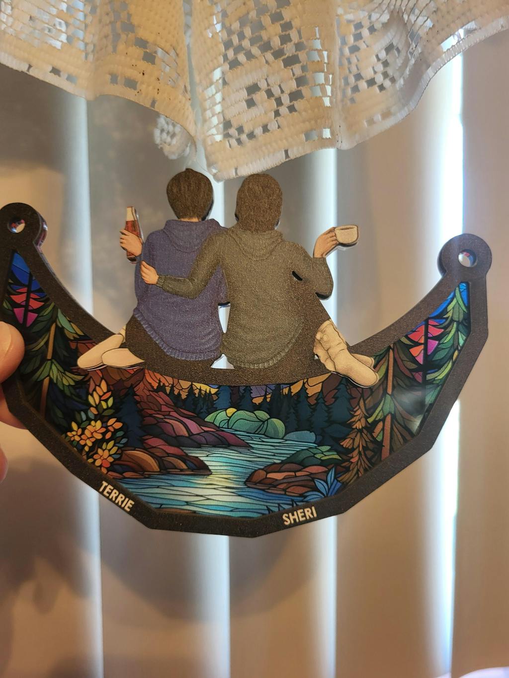 Besties Friends Sitting On The Moon - Personalized Window Hanging Sunc ...