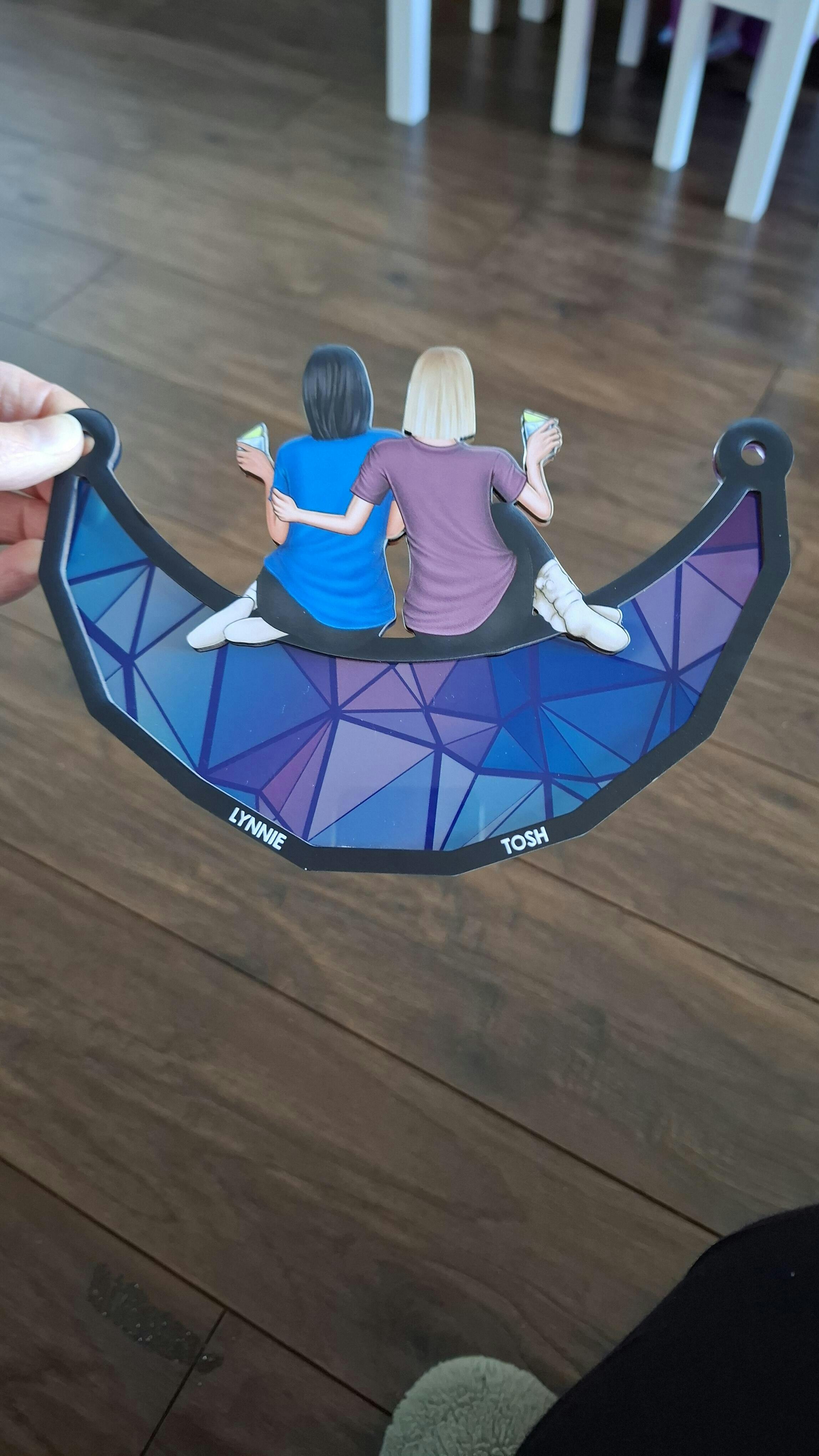 Besties Friends Sitting On The Moon - Personalized Window Hanging Sunc ...