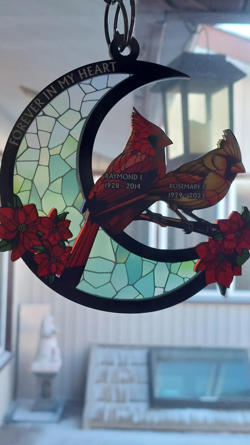 Memorial Cardinal Stained Glass Moon - Personalized Window Hanging Sun ...