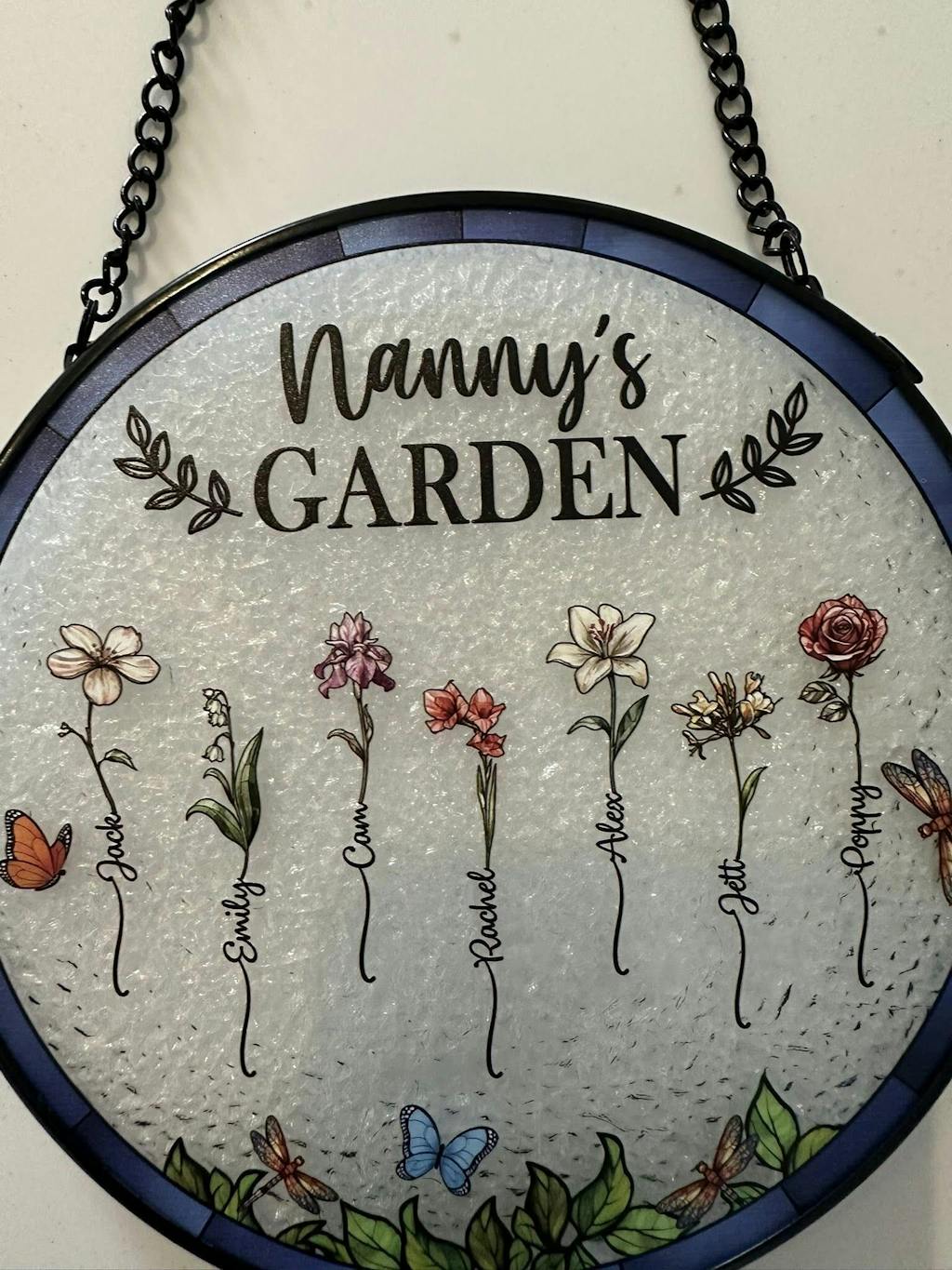 Birth Flower Grandma's Garden - Personalized Stained Glass Window Hang ...