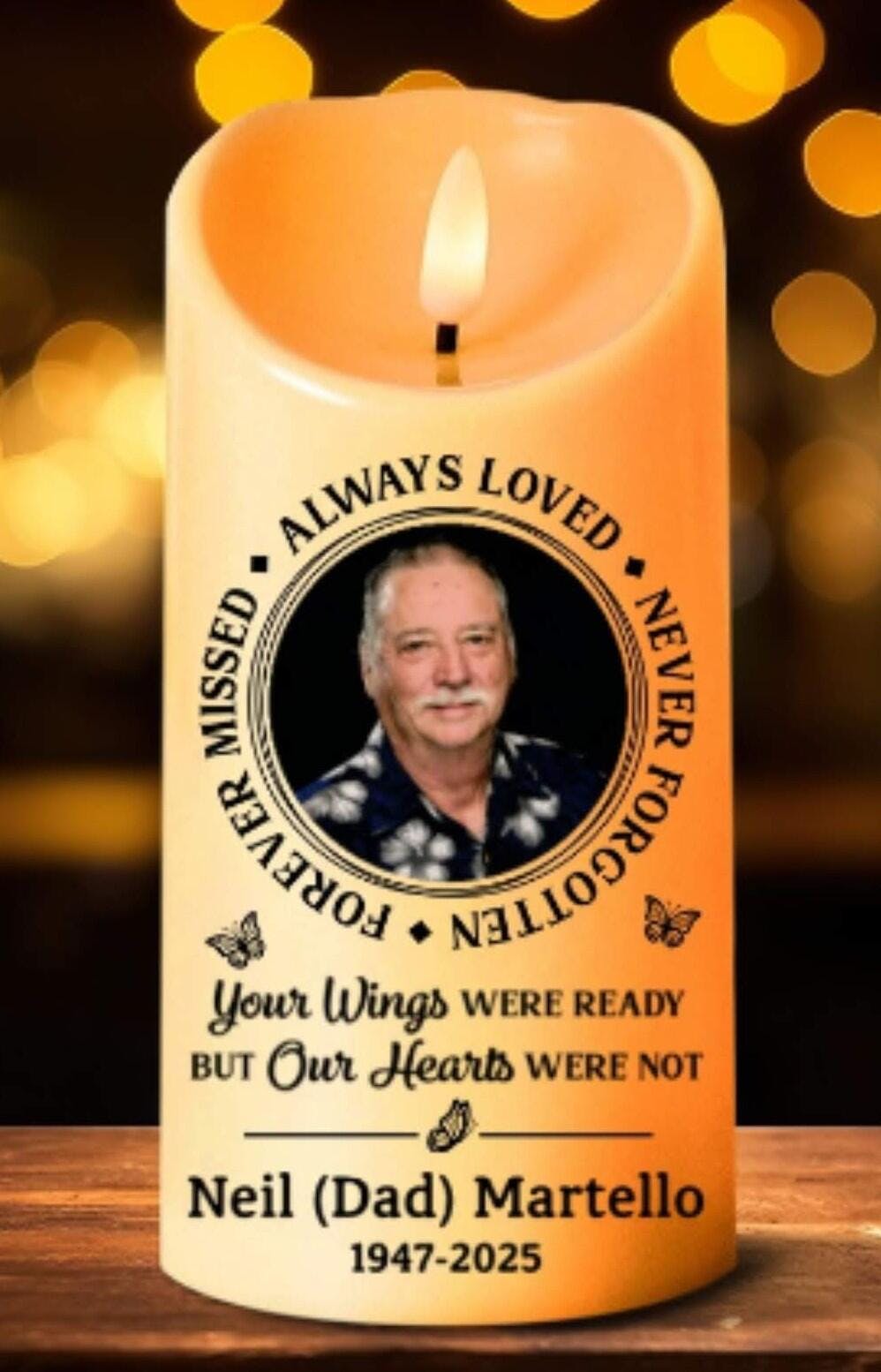 Custom Photo Memorial Always Loved Never Forgotten - Personalized Flam ...