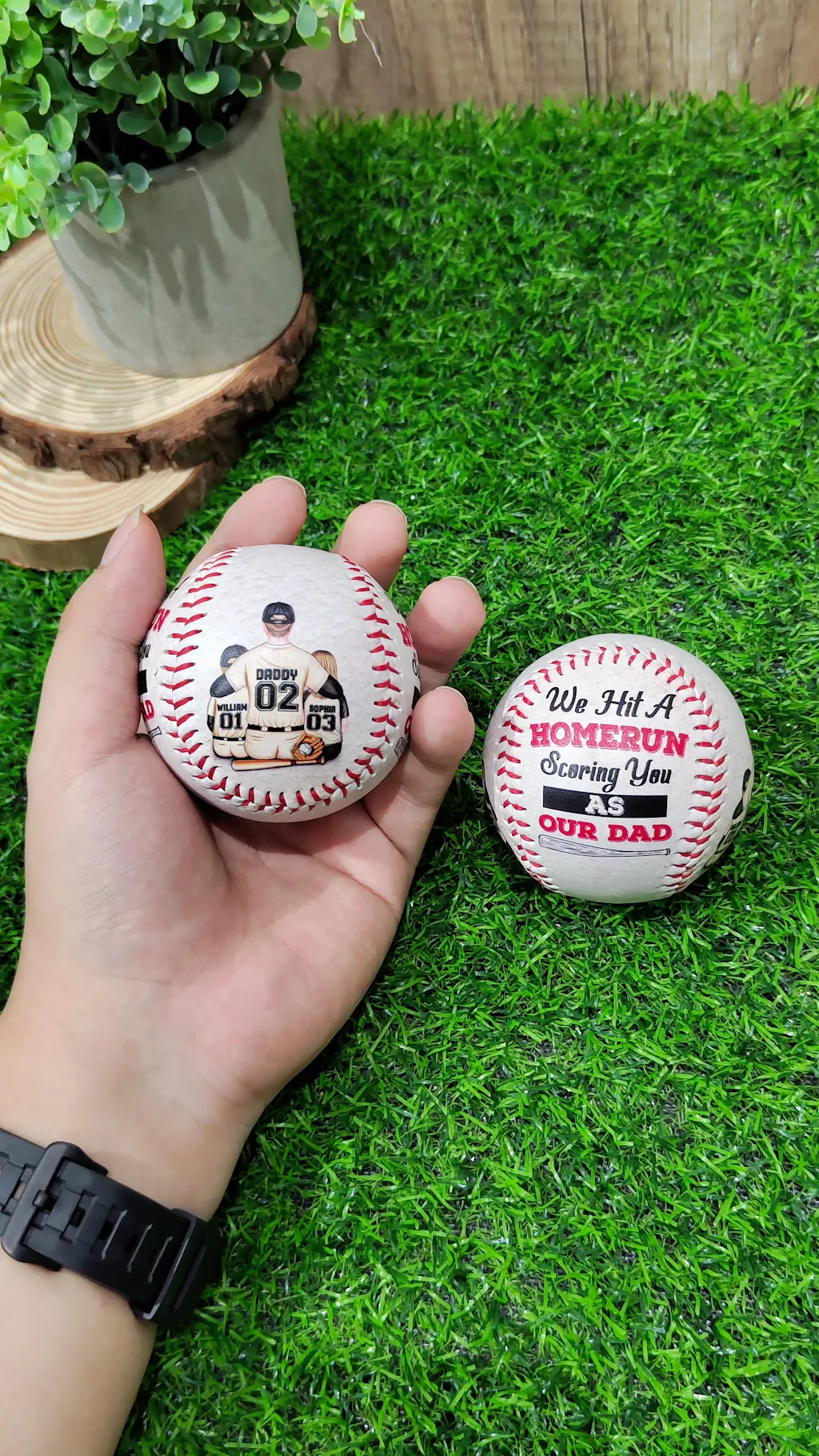 We Hit A Homerun Scoring You As Our Dad - Personalized Baseball, Softb ...