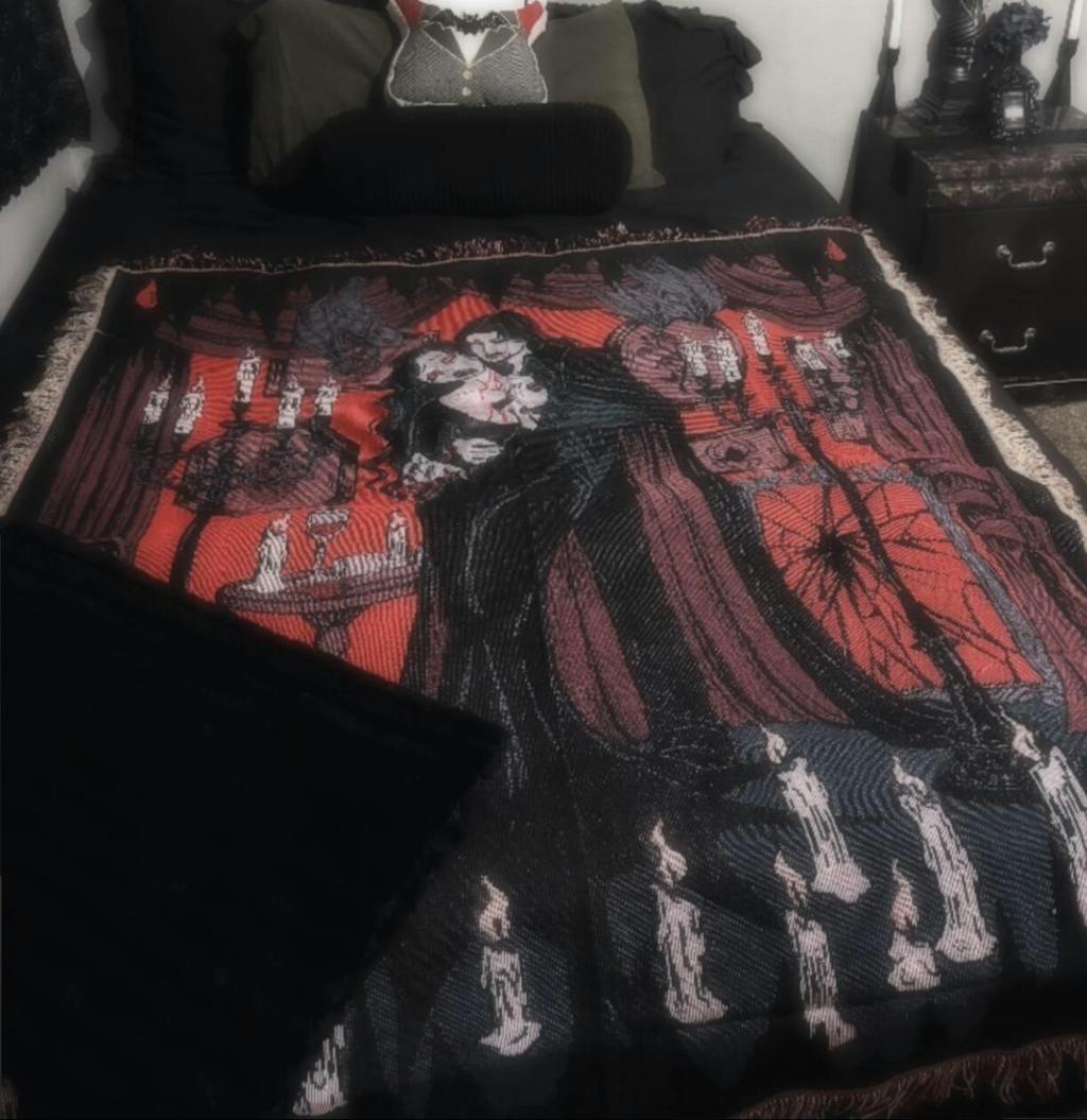 Vampire Romance Woven Blanket | Gothic Art Blanket | Victorian Wall ...