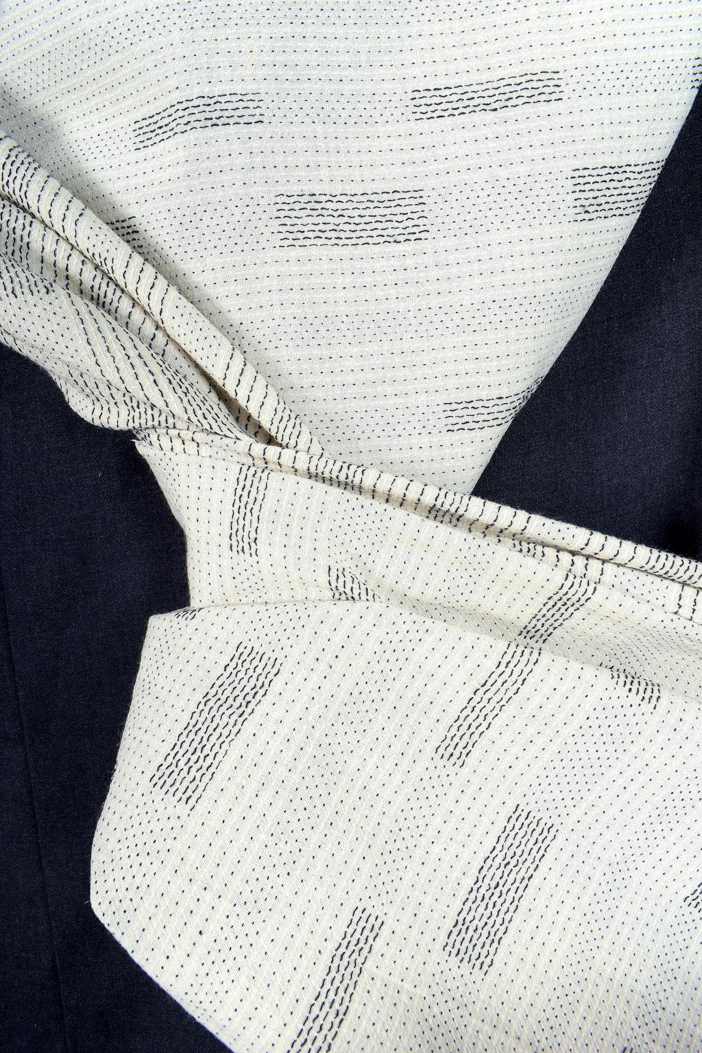 Unbleached cotton stripe fabric, sturdy strong off-white, cream color ...