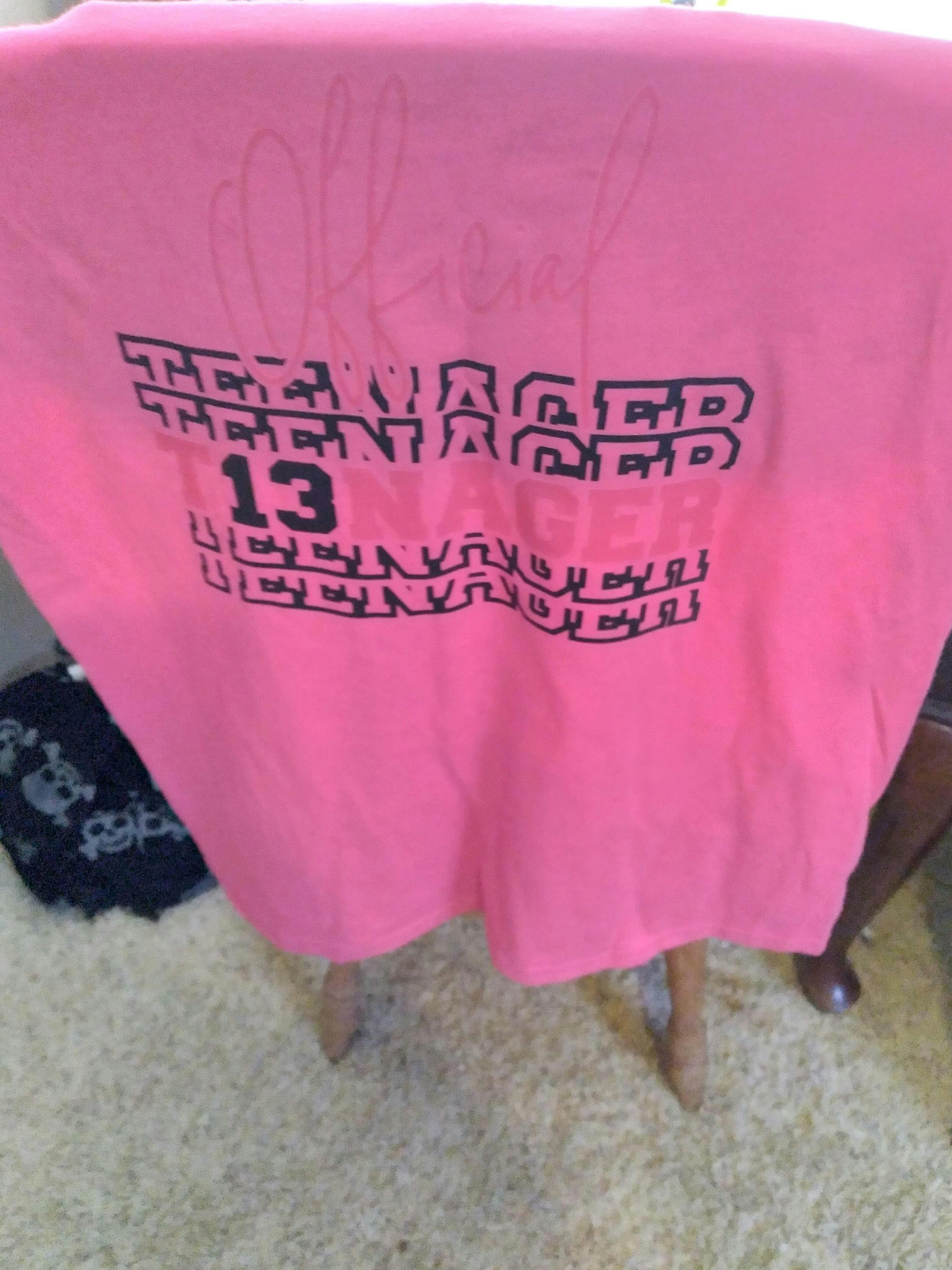 Official Teenager 13 Pink And Black Text Dtf Transfer We Print U