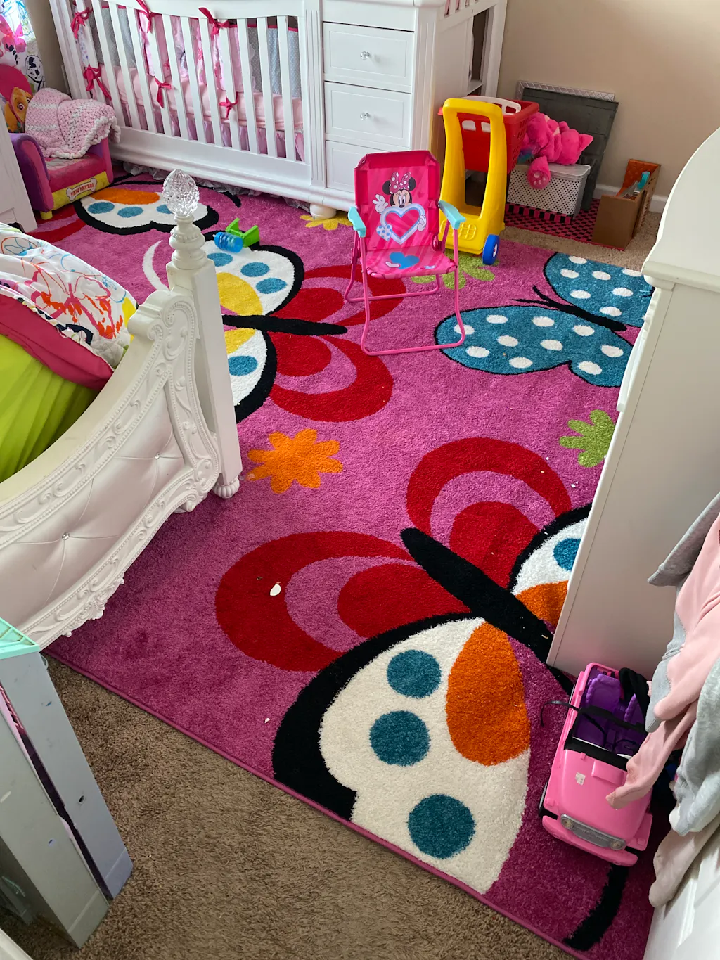 Starbright Daisy Butterflies Pink Rug - Well Woven