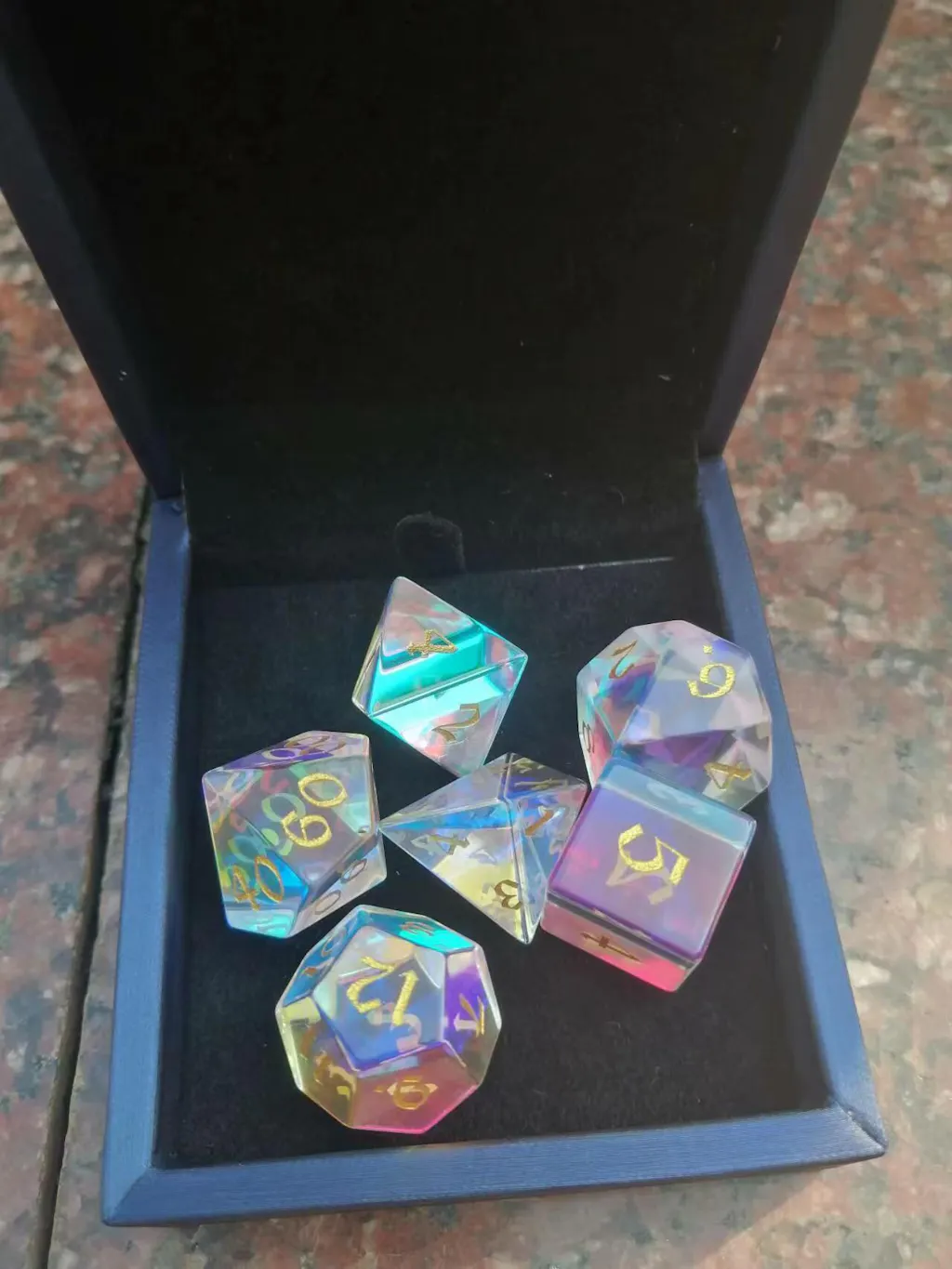 MAGISEVEN Prismatic Dichroic Glass DND Dice Set for Dungeons and Drago