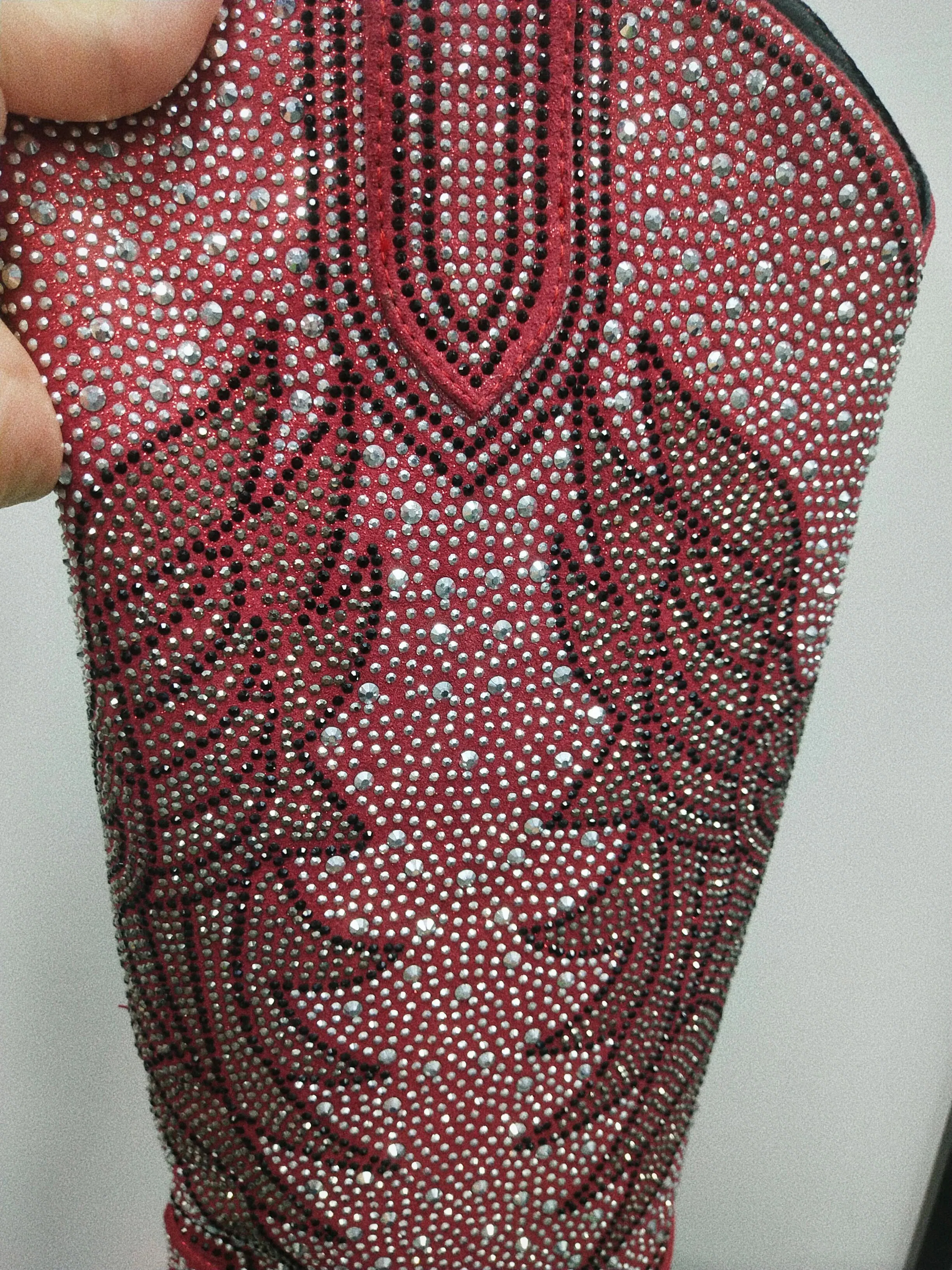 Red Rhinestone Midcalf Cowboy Boots for Women with Steel Toe | WETKISS