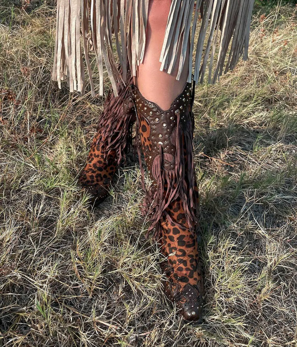 Women's Leopard Print Cowboy Boots | WETKISS