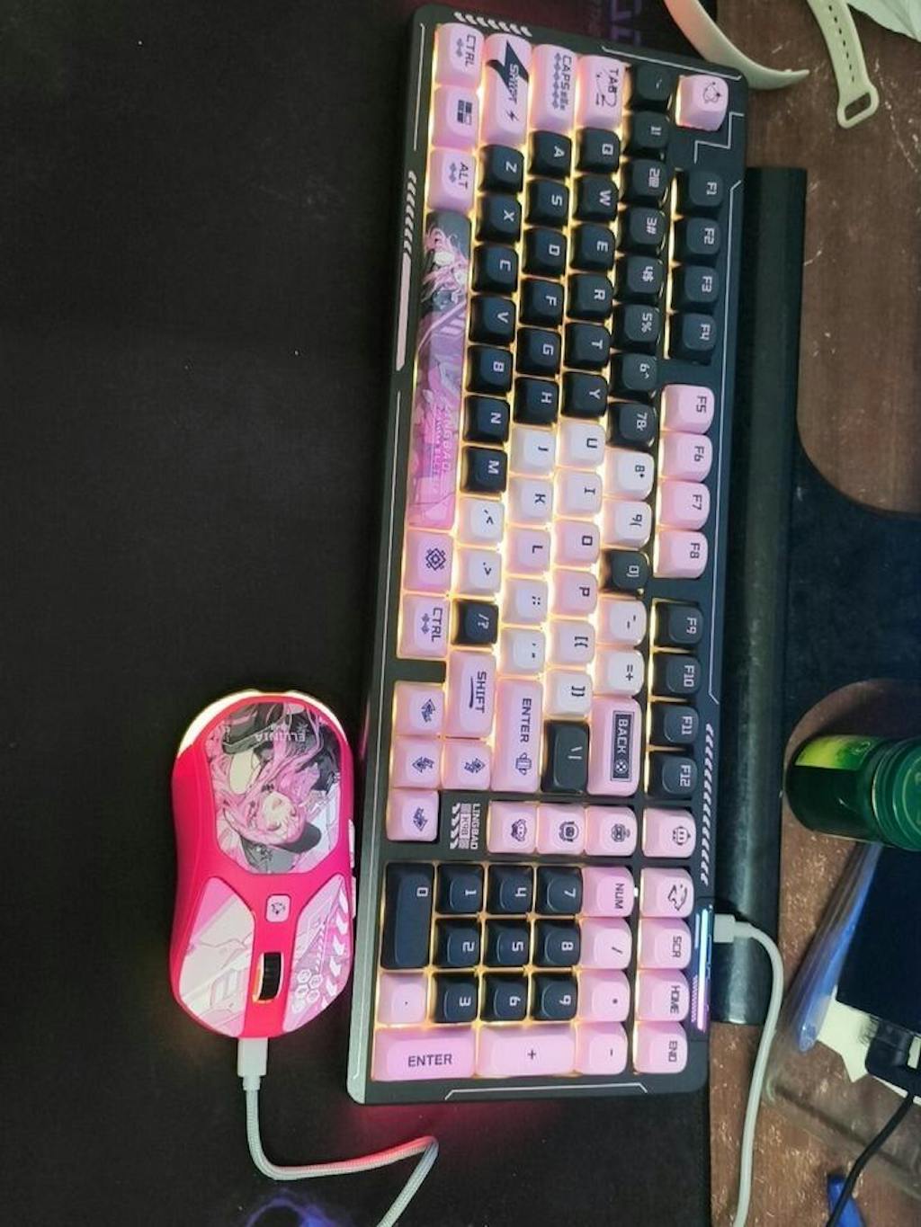 LINGBAO K98 Anime Wireless Mechanical Keyboard Ellinia & Lucynirel ...