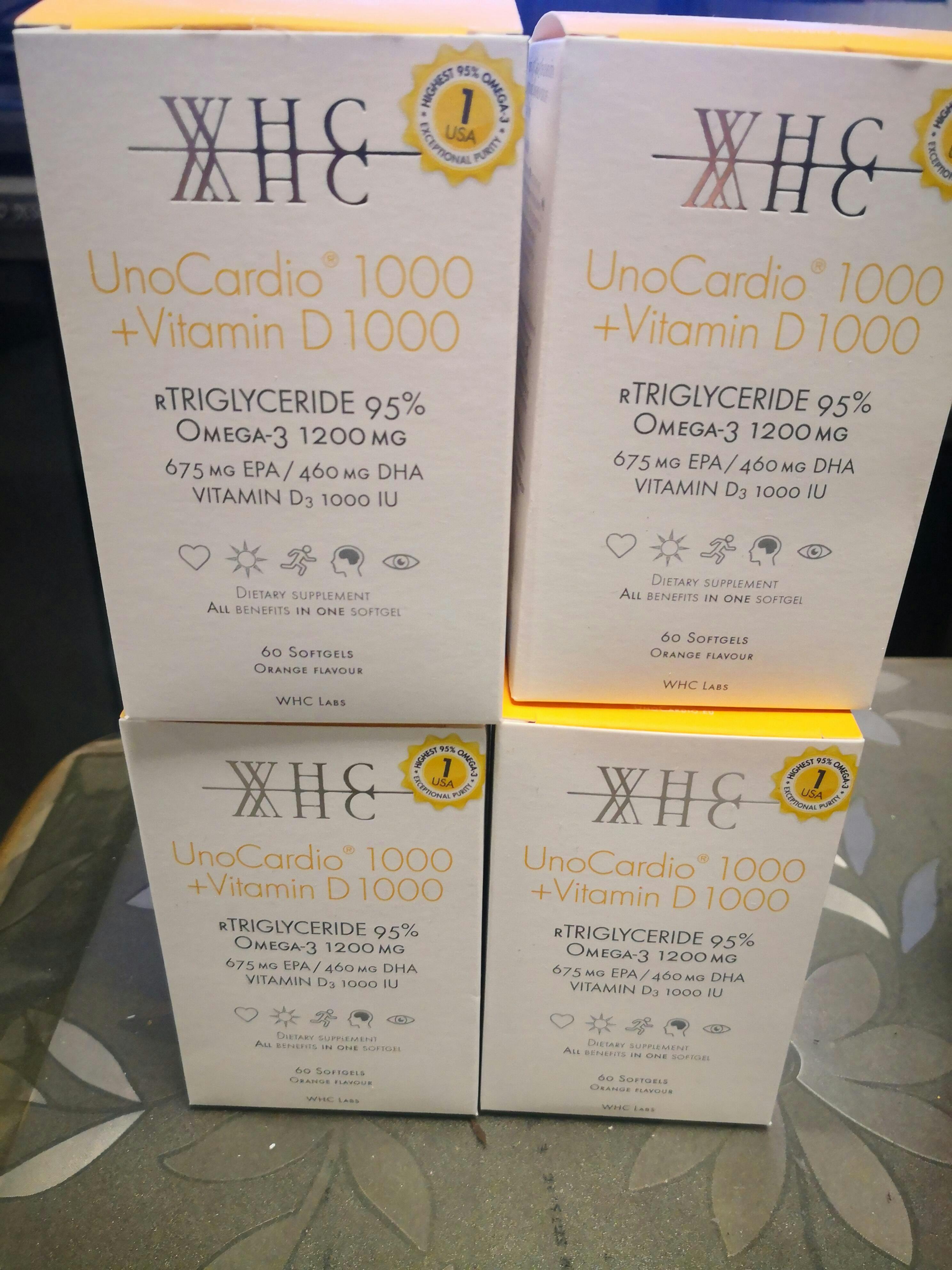 UnoCardio®1000 + Vitamin D 小千金 95%高純度深海魚油+維他命D 60粒 - WHC HK