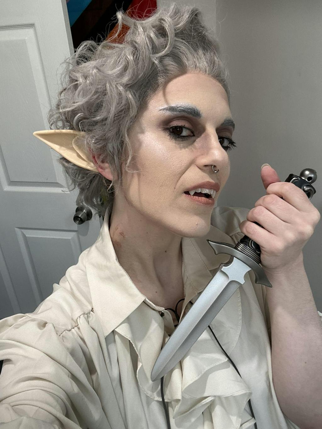 Baldur's Gate 3 Astarion Grey Curly Lace Front Synthetic Men's Wig ...