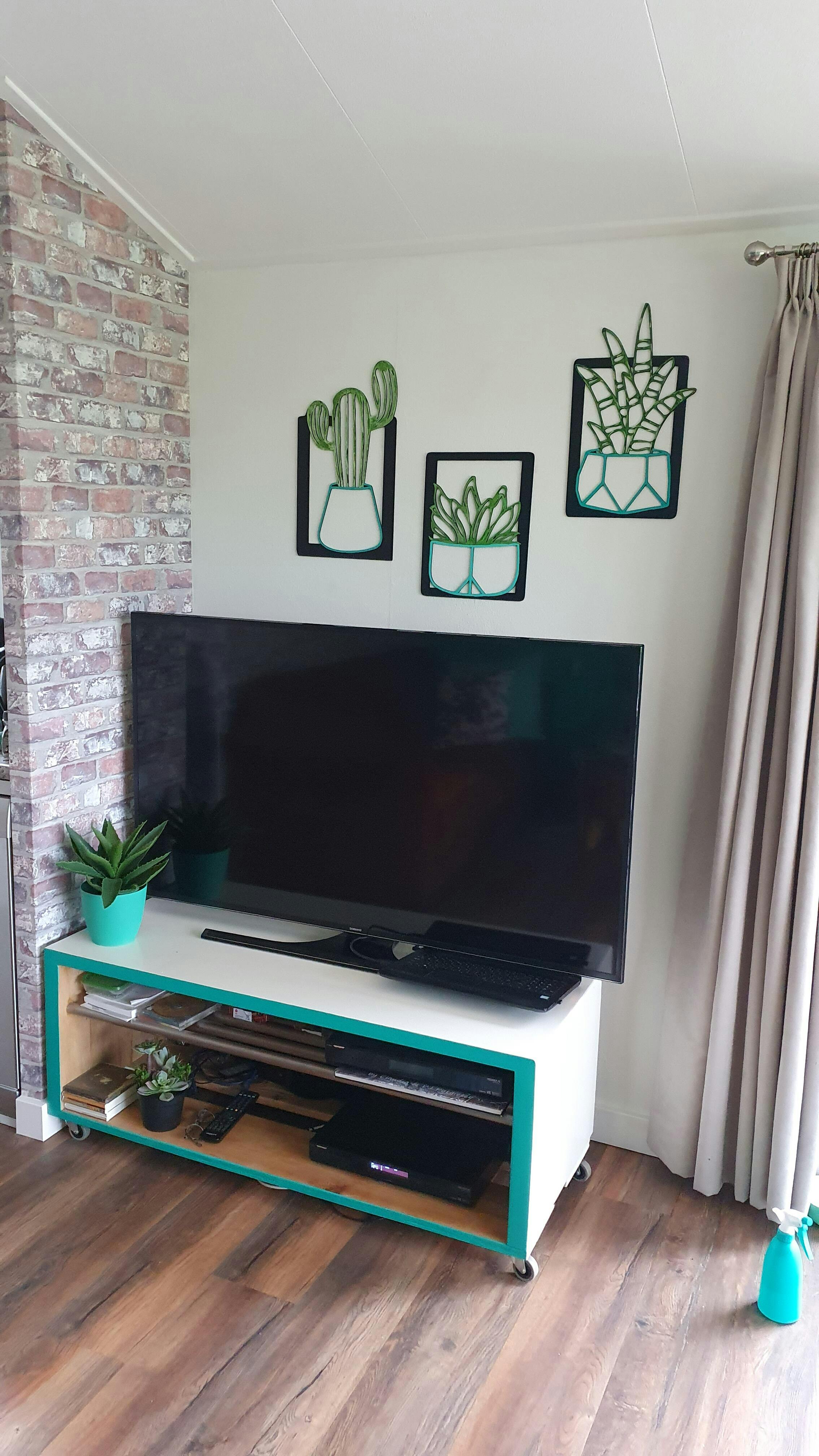 Houten wanddecoratie - cactussen - 4-luik | Wij Graveren Hout